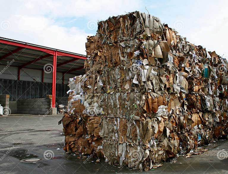Paper bales stock image. Image of industrial, pollution - 1136819
