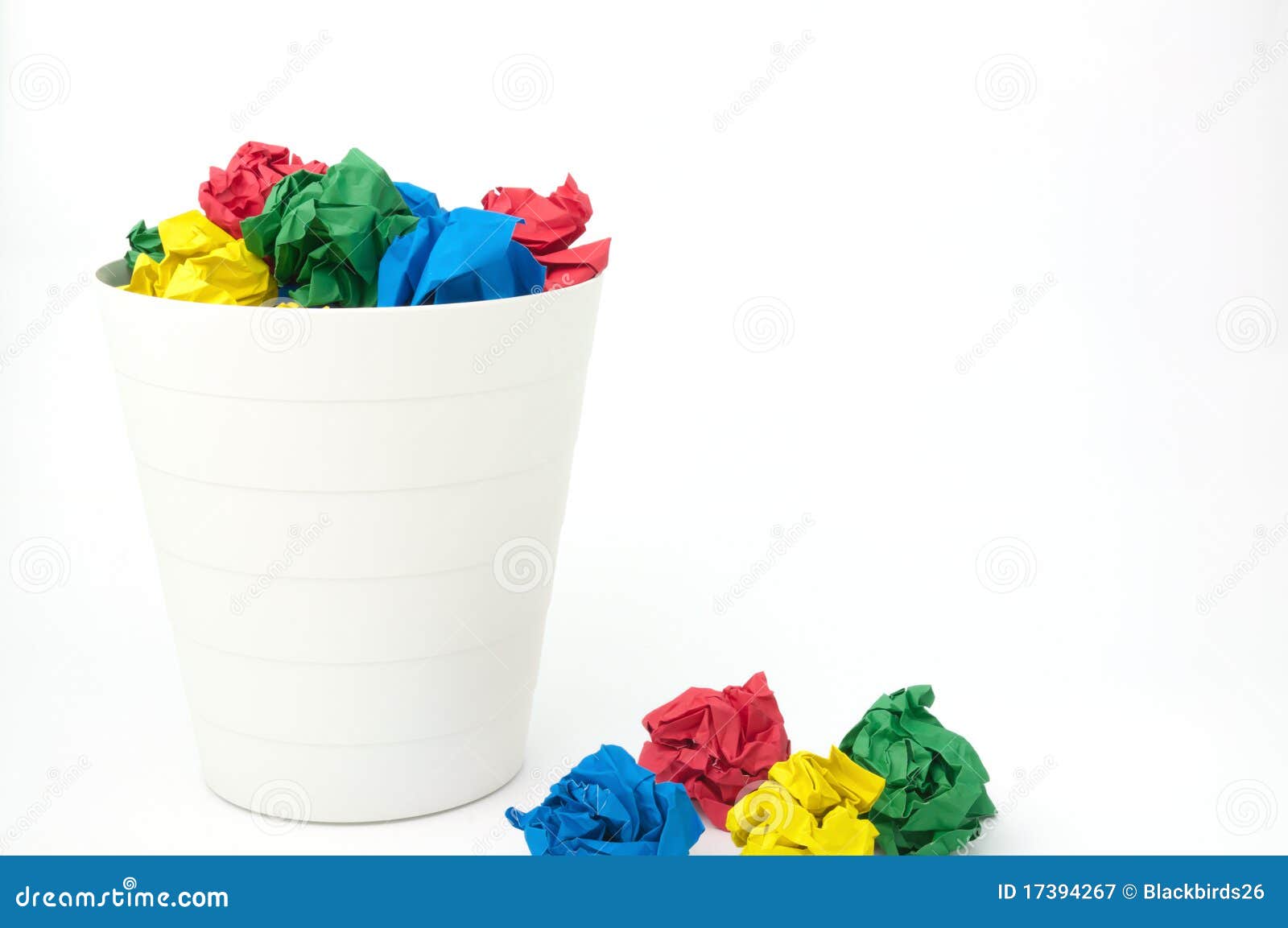 Paper Ball and Full Recycle Bin Stock Image - Image of wastebasket ...