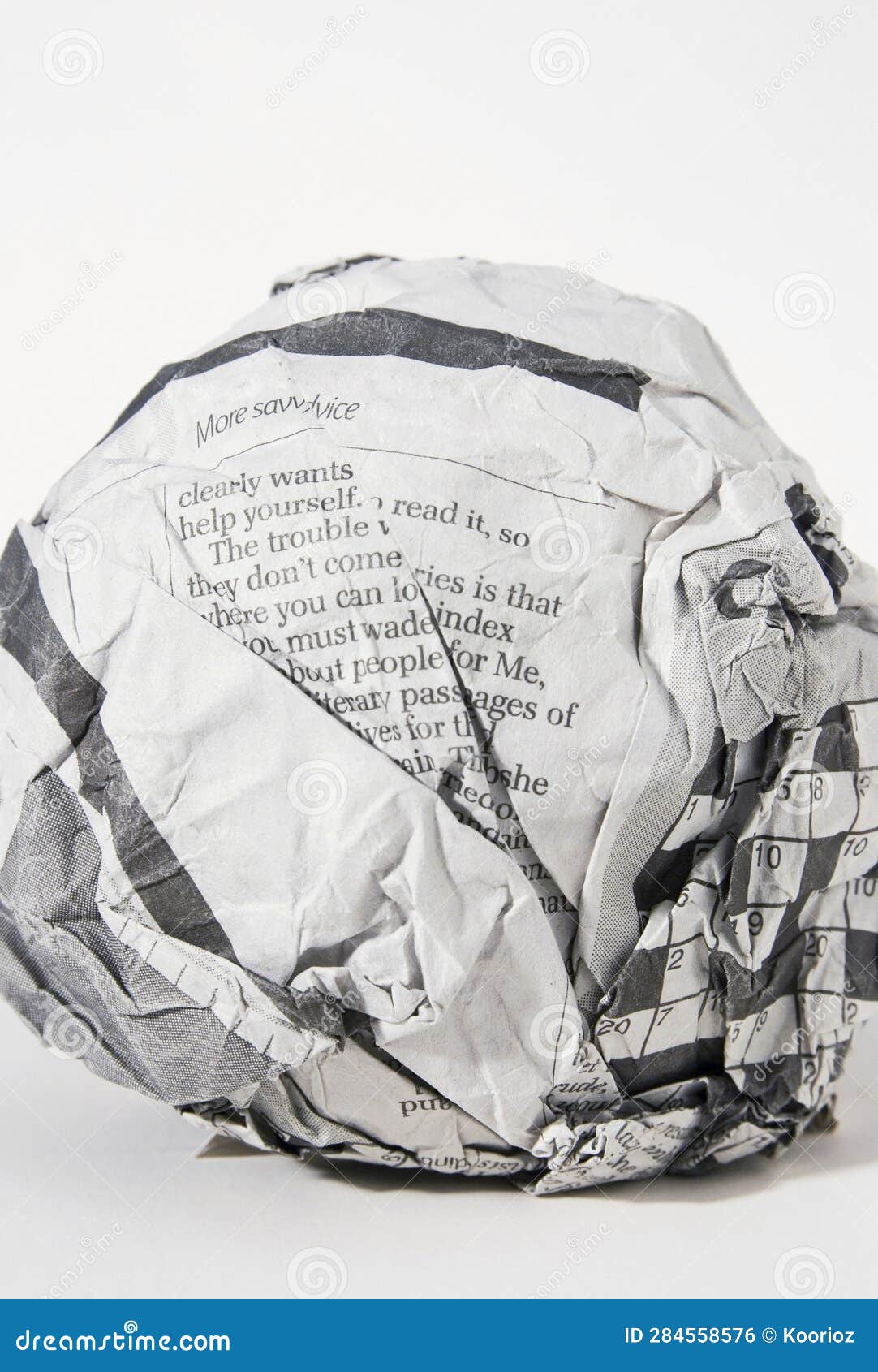 Paper Ball Made with Newspaper Pages Stock Photo - Image of close ...