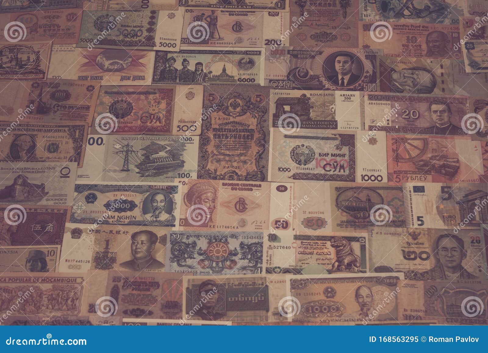 Paper Banknotes from Different Countries of the World Stock Image ...