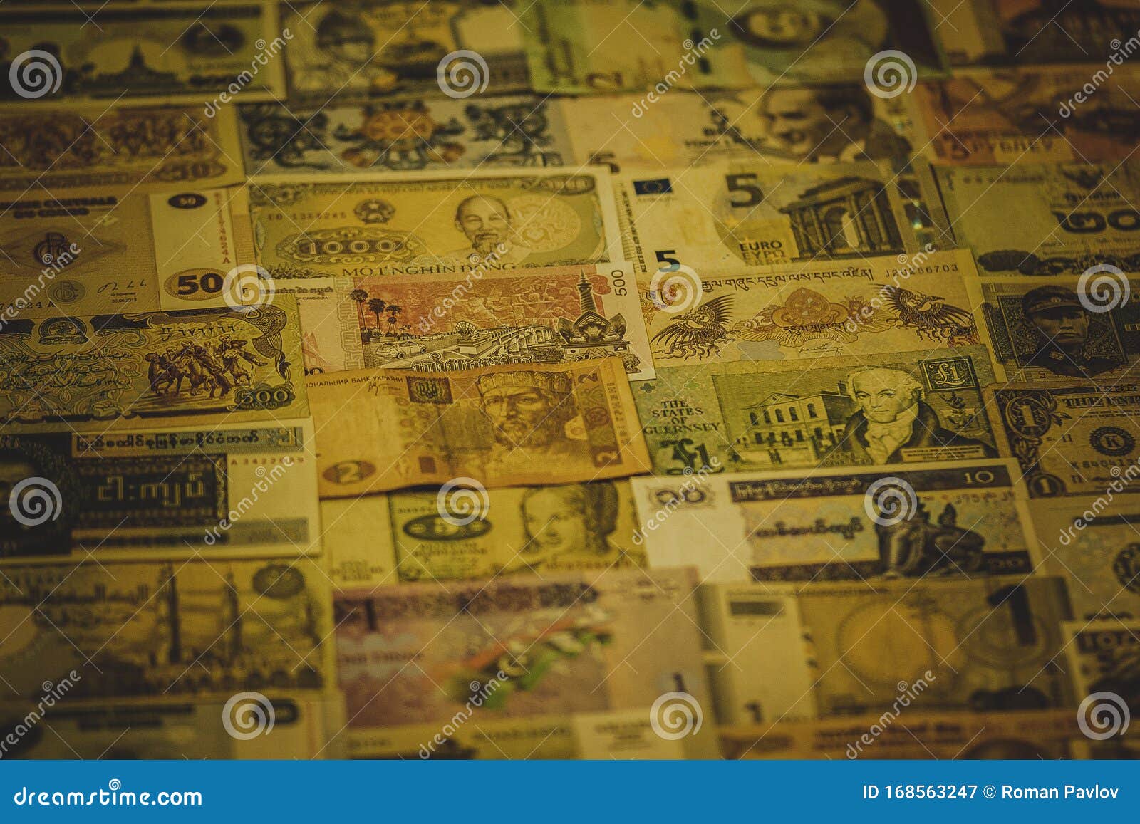 Paper Banknotes from Different Countries of the World Stock Image ...