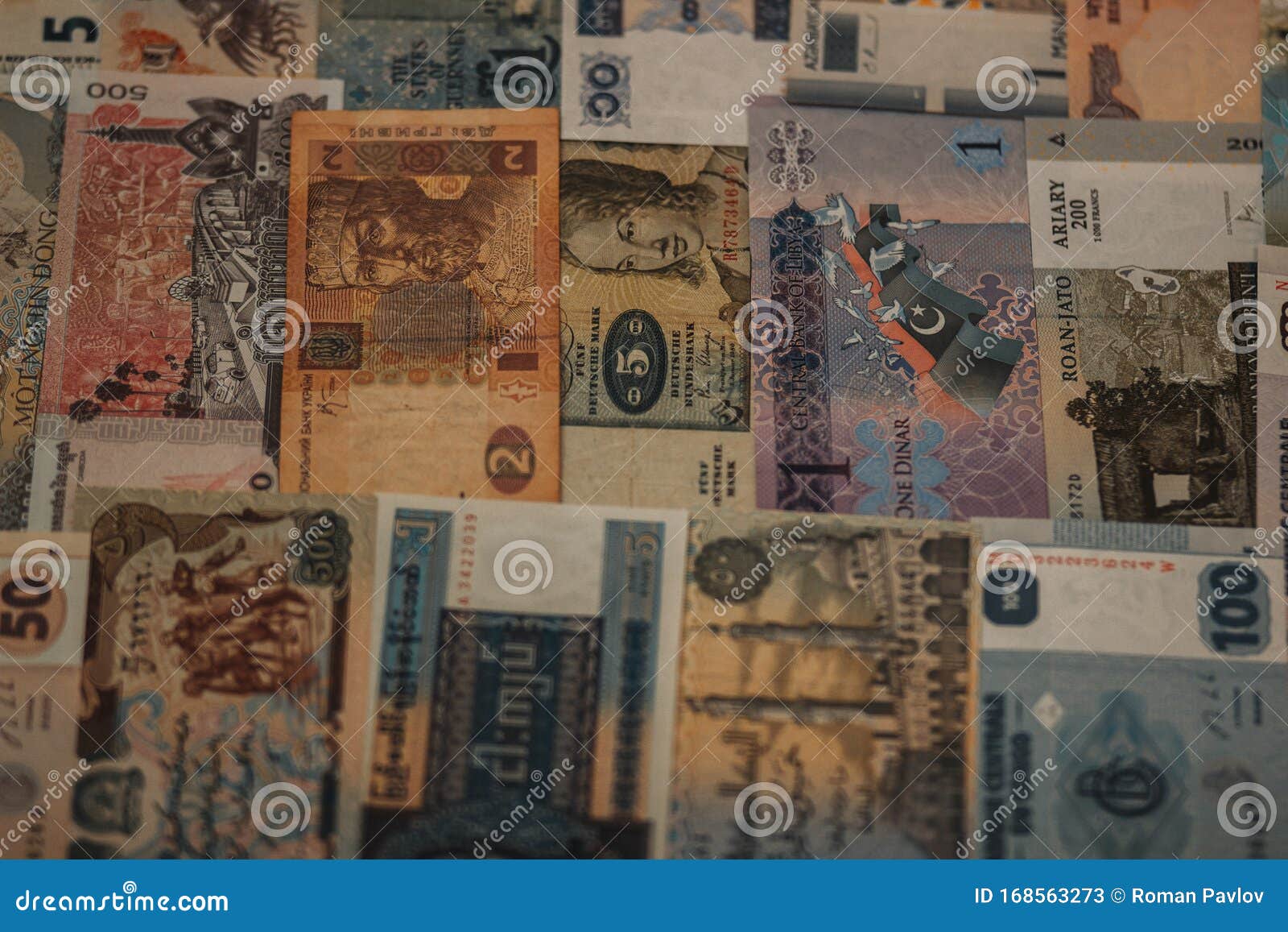 Paper Banknotes from Different Countries of the World Stock Image ...