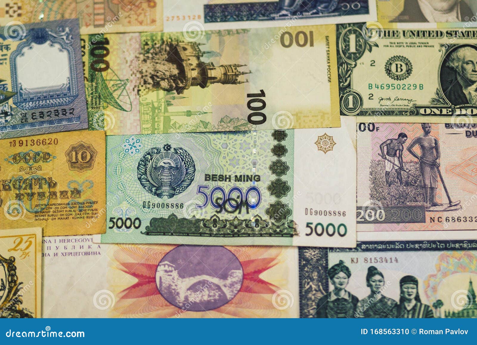 Paper Banknotes from Different Countries of the World Stock Photo ...