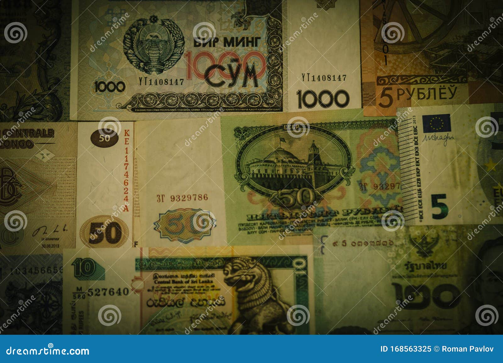 Paper Banknotes from Different Countries of the World Stock Image ...