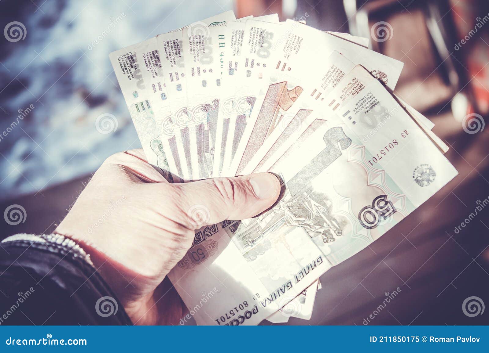 Paper Banknotes Russian Money Rubles in the Hand Stock Image - Image of ...