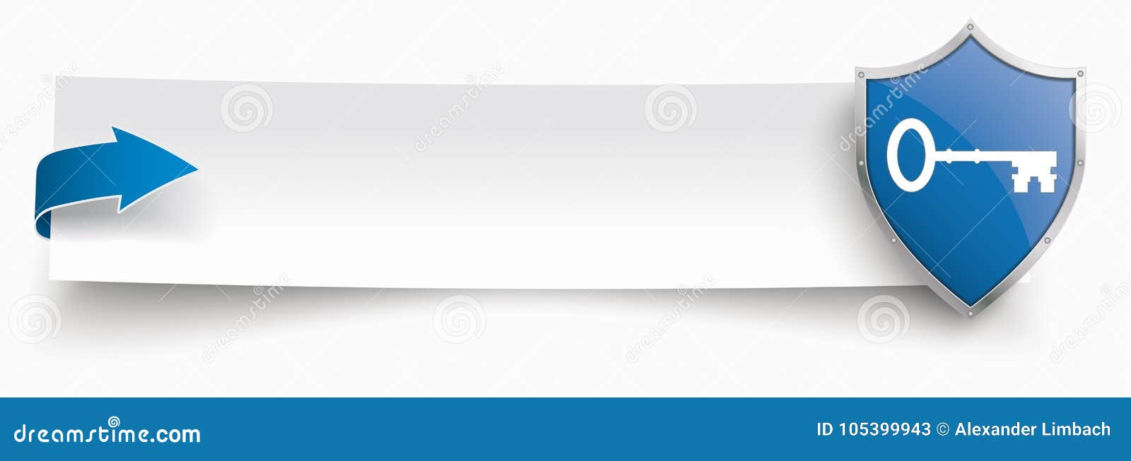 Paper Banner Arrow Blue Protection Shield Key Stock Vector ...