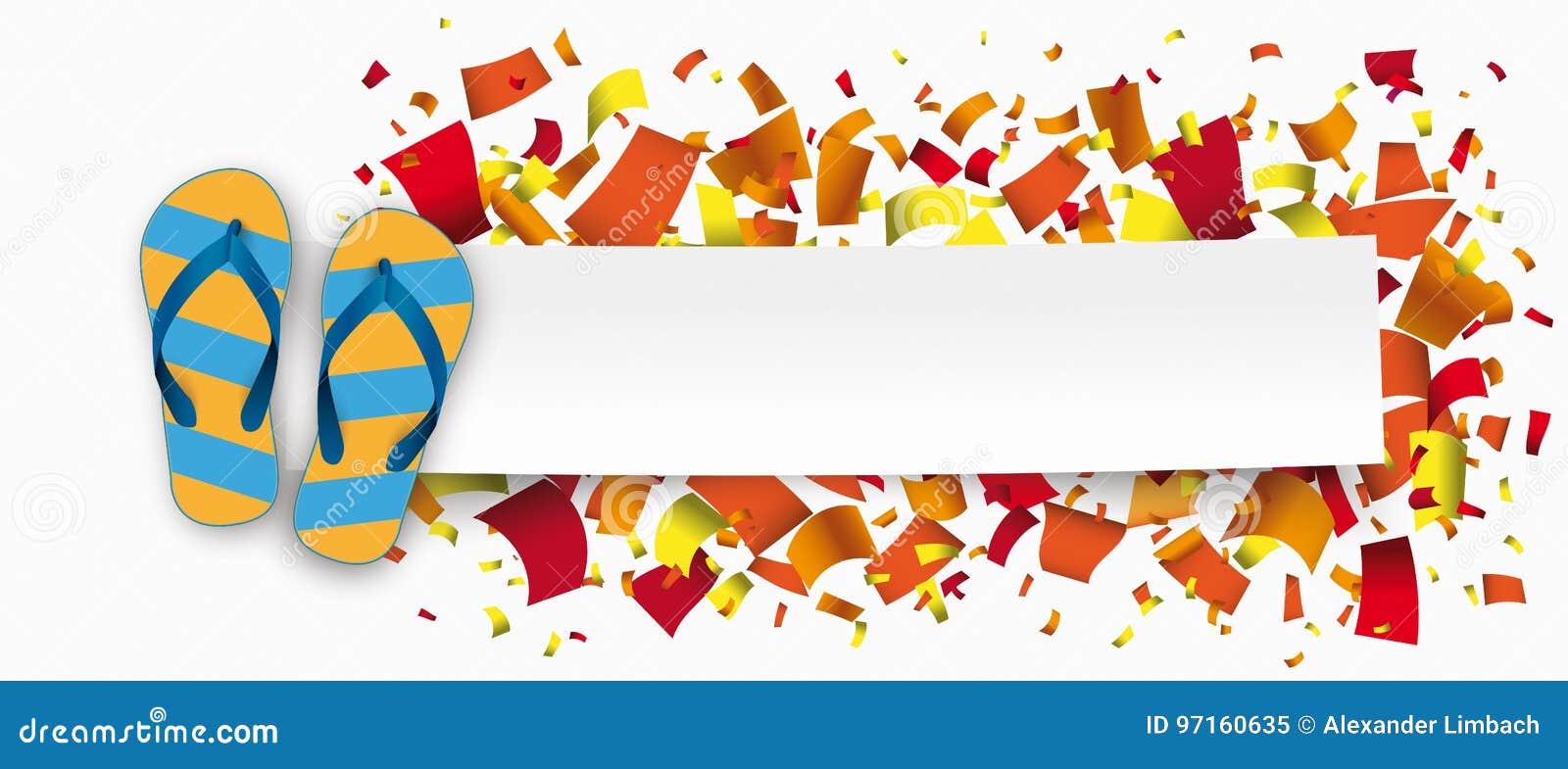 Paper Banner Flip-Flops Confetti Stock Vector - Illustration of banner ...