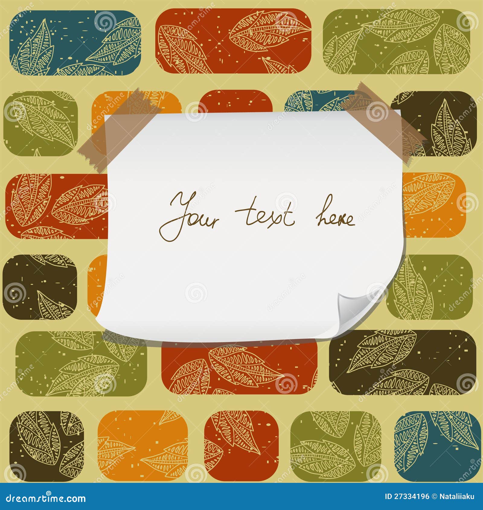 Paper Banner on Pattern with Transparent Tape Stock Illustration ...