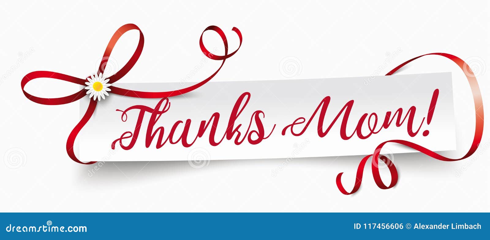 Paper Banner Red Ribbon Thanks Mom Stock Vector - Illustration of ...
