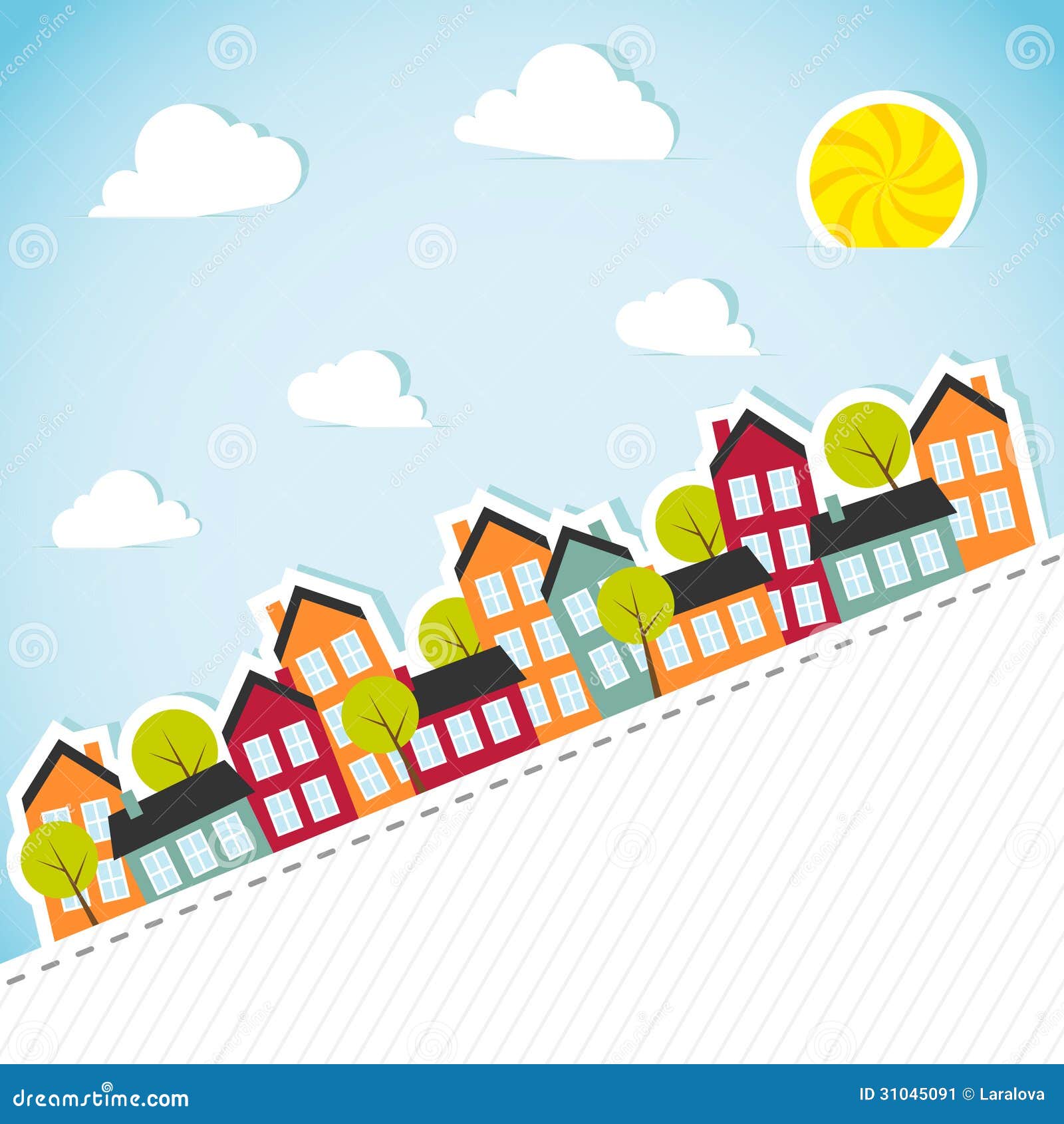 Paper Banner with Small Town Stock Vector - Illustration of applique ...