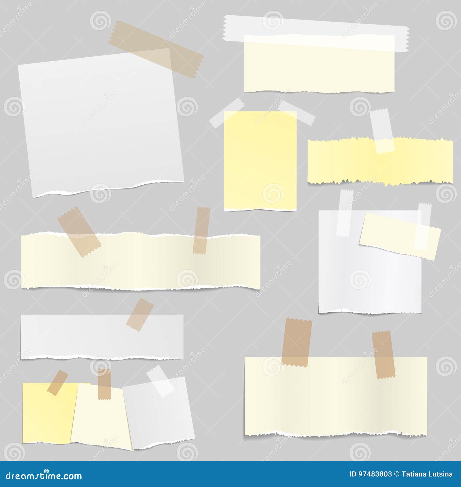 Paper Banners with Notes Set Attached with Sticky Colorful Tape Stock ...