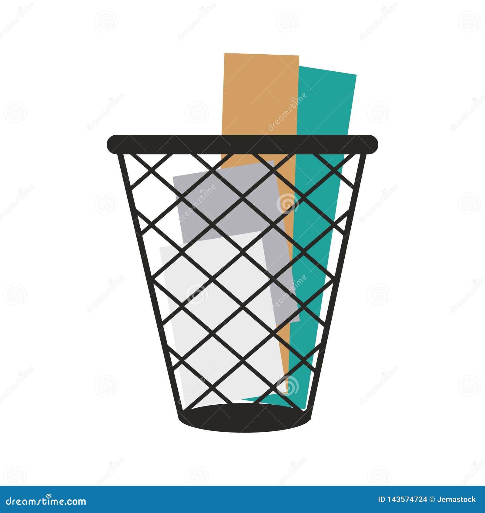 Paper bin isolated stock vector. Illustration of office - 143574724