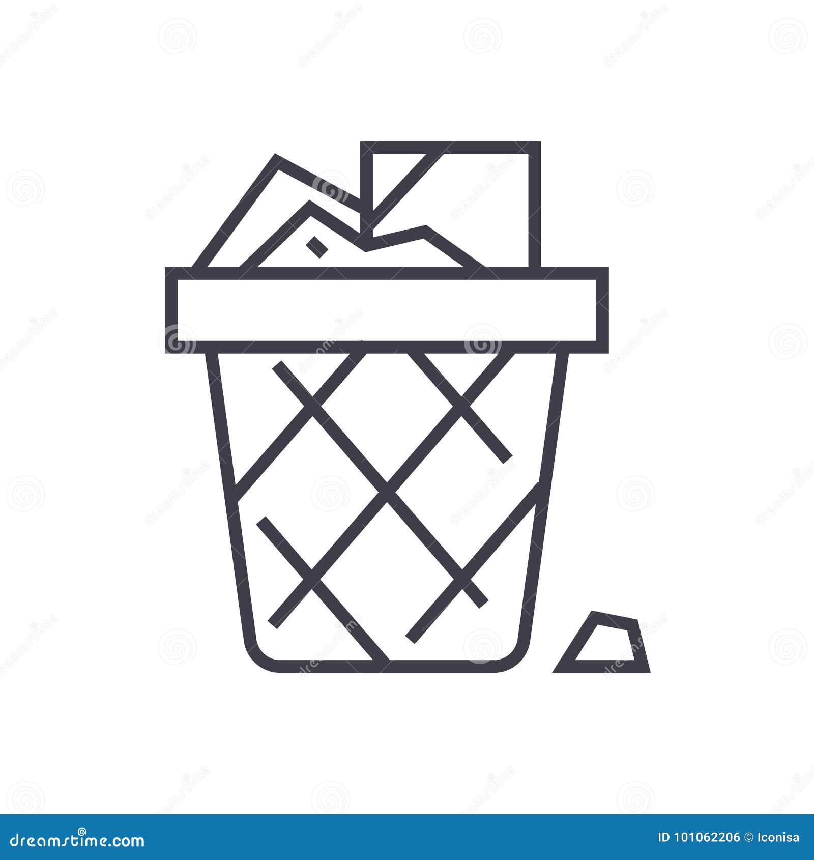 Paper Bin, Office Garbage Vector Line Icon, Sign, Illustration on ...
