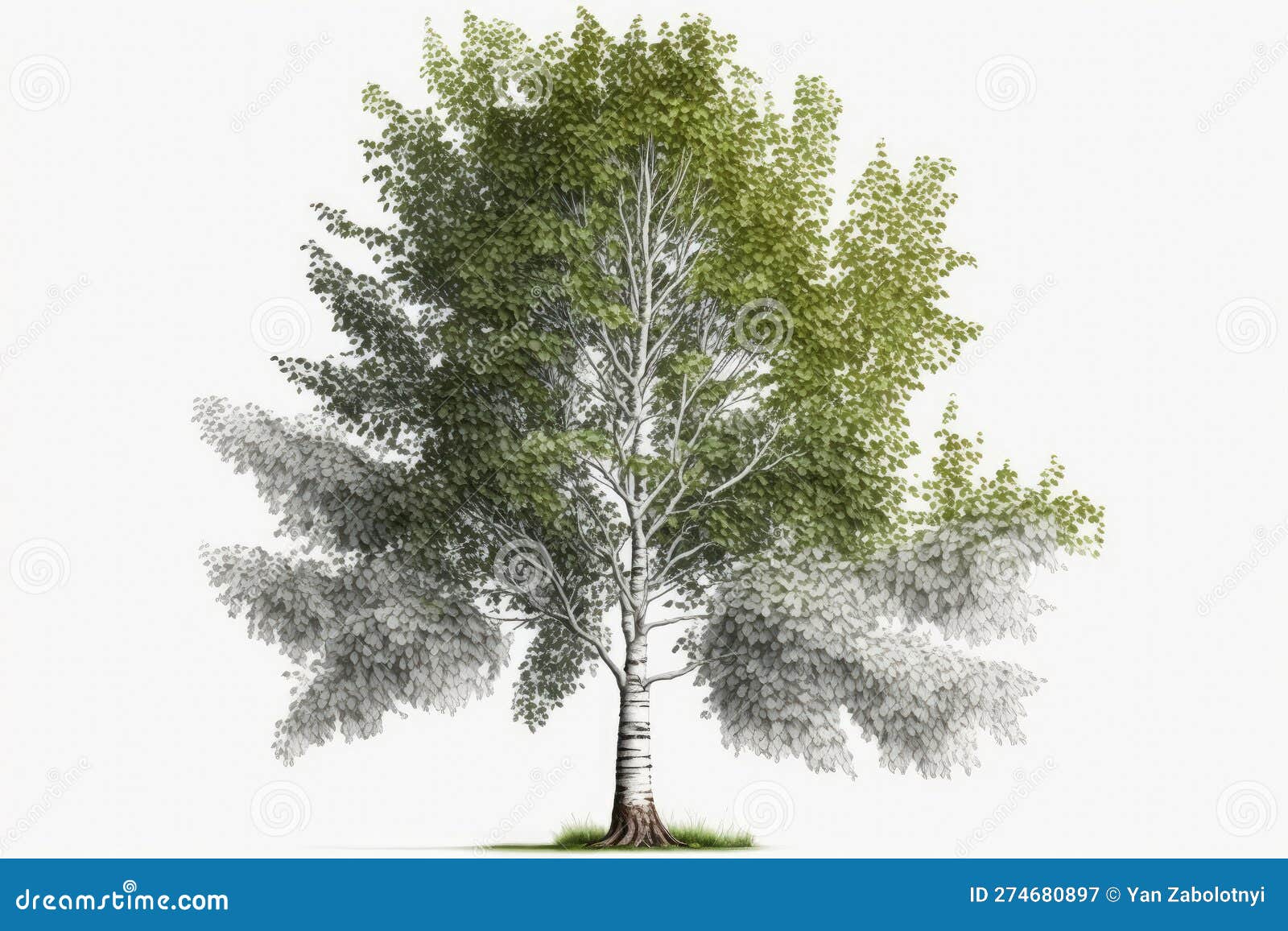Paper Birch Tree on a White Background. Generative AI Stock ...
