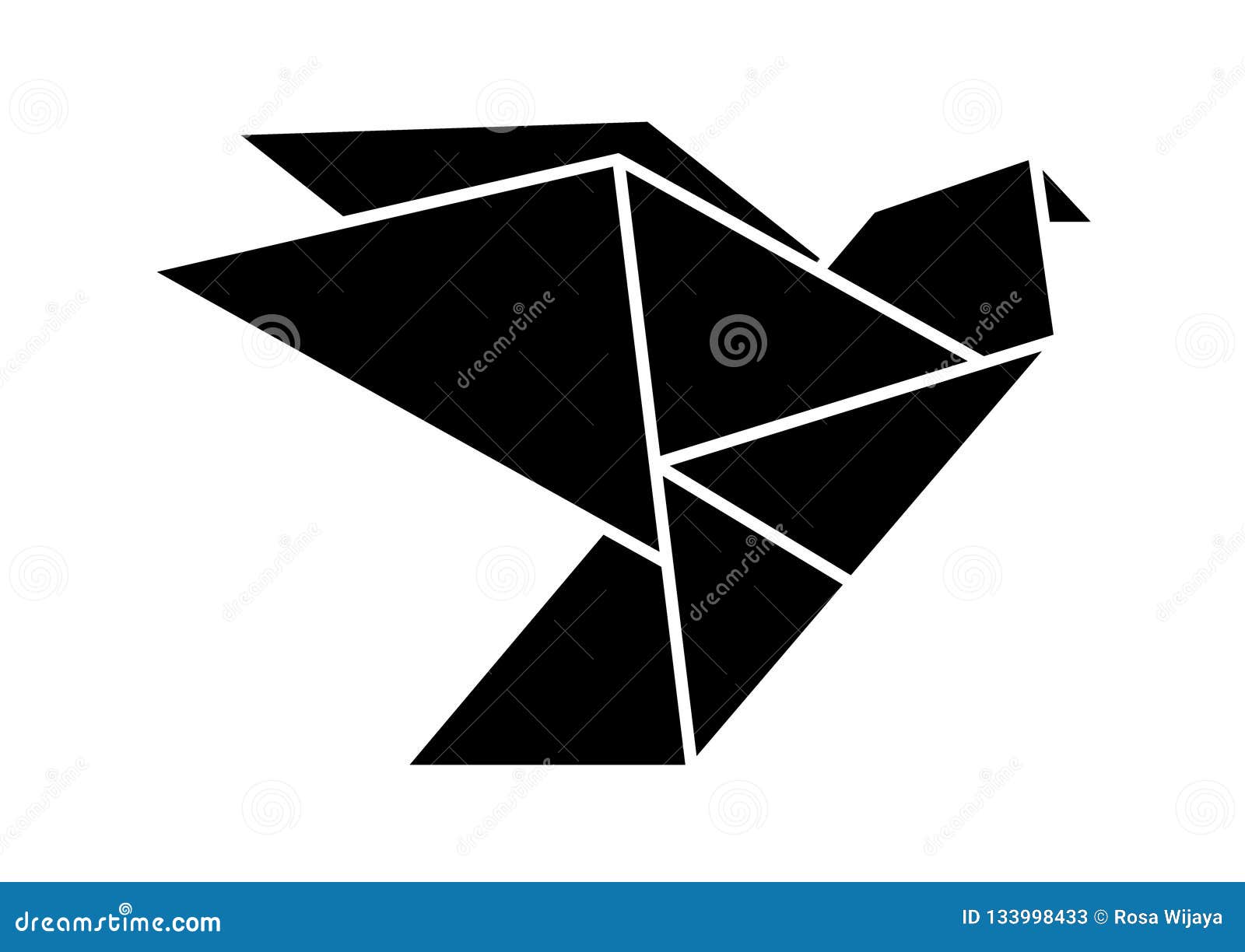 Paper Bird Origami Icon Fully Resizable Editable Vector In Black Color