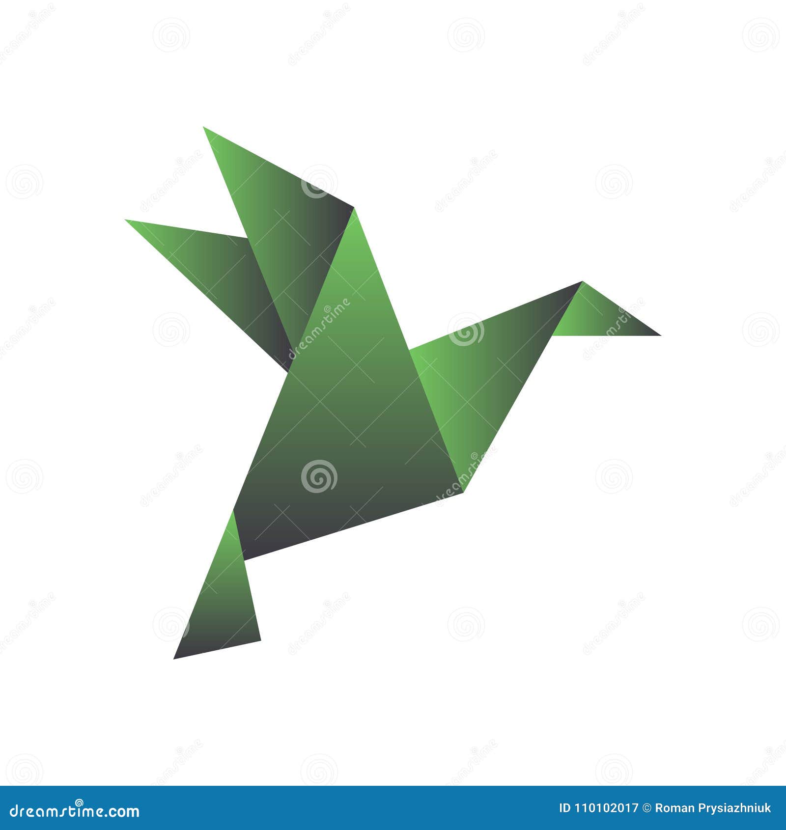 Paper Bird in Origami Style. Geometric Shape of Folded Paper. Template ...