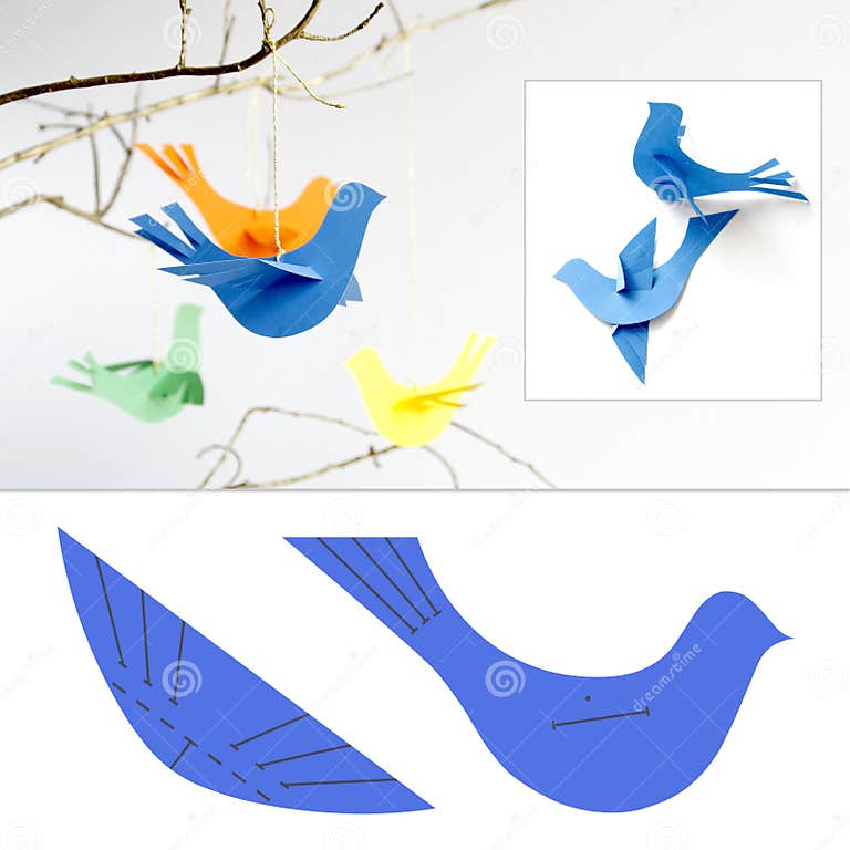 Paper birds stock illustration. Illustration of blue - 19226143