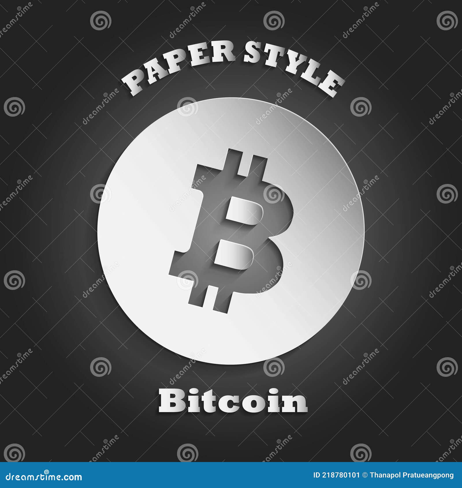 Paper Bitcoin with Black BG Stock Illustration - Illustration of market ...