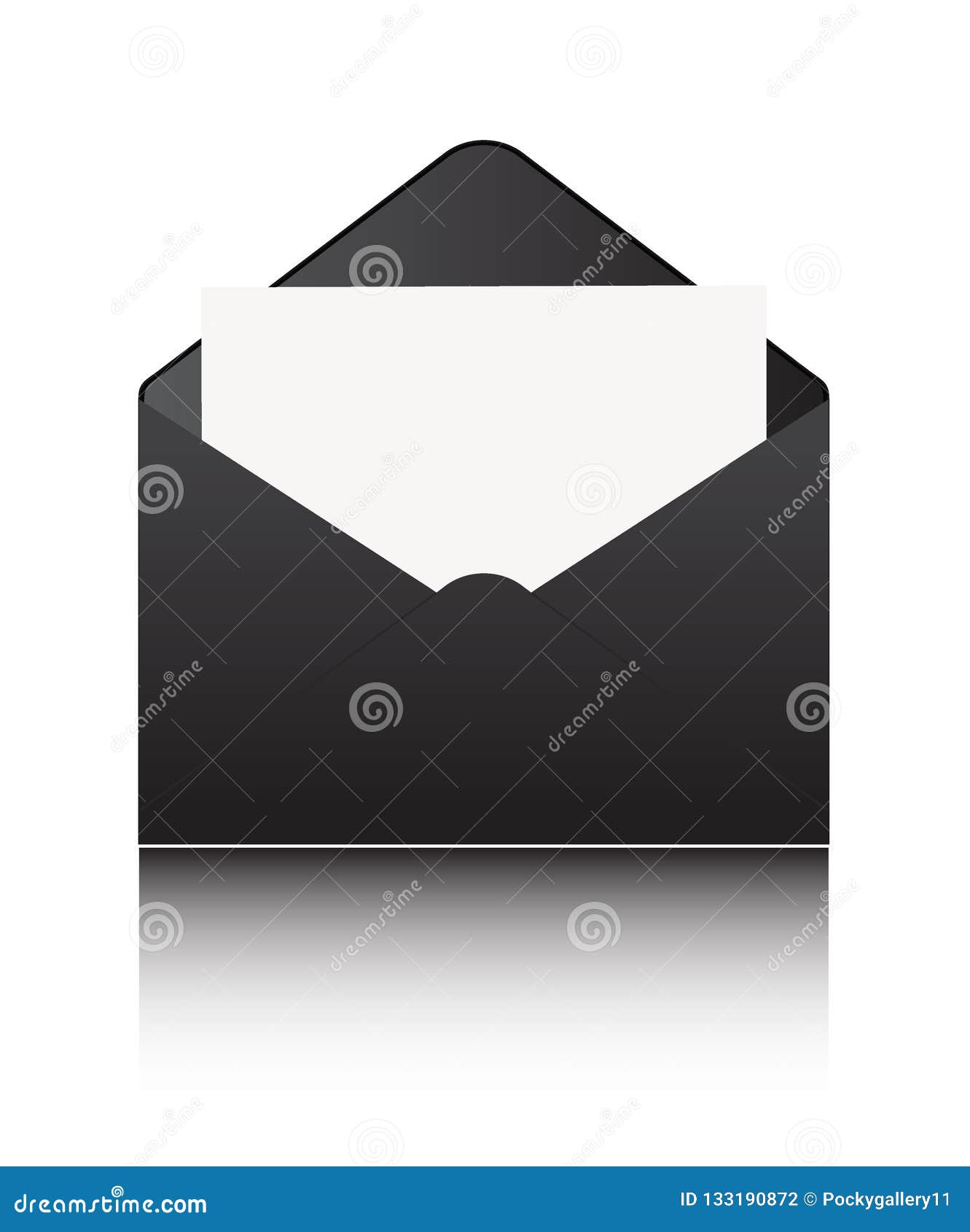 Black Envelope Front And Back View Isolated On White Background ...