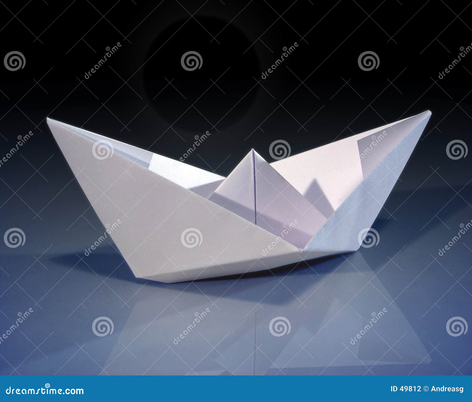 Paper Boat Step By Step Instructions. White Paper On A Blue Background ...