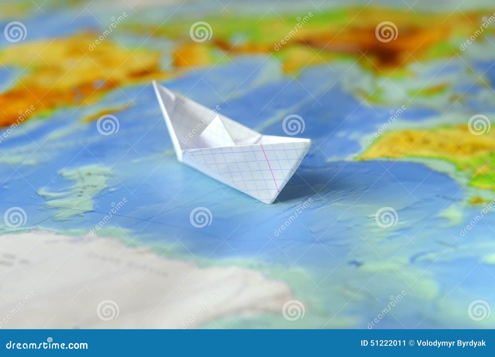 Paper Boat on a Background Map of the World Stock Image - Image of ...