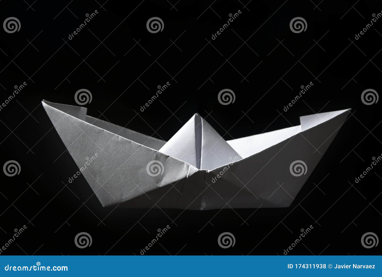 Paper Boat in Black Background Stock Photo - Image of idea, cruise ...