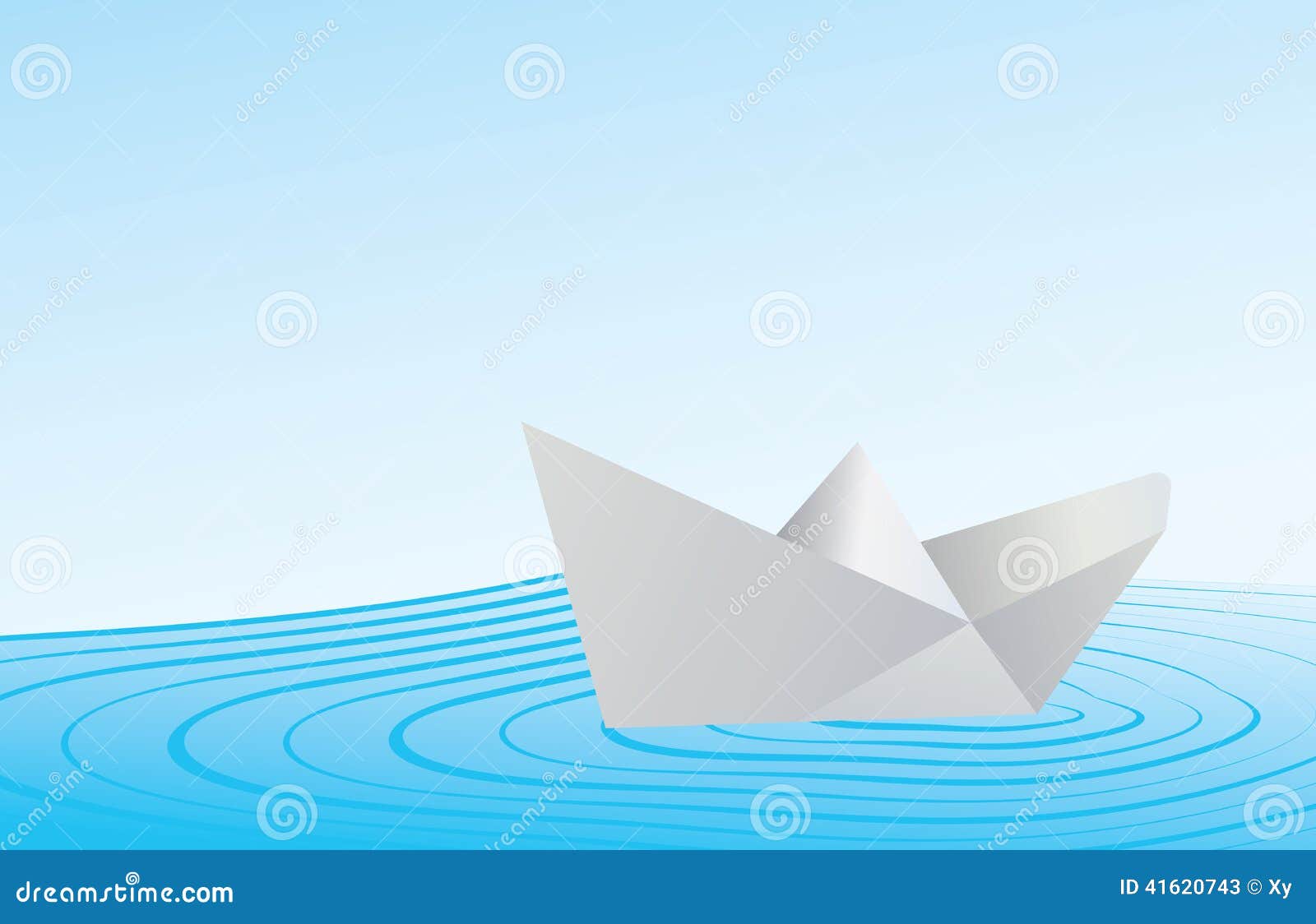 Paper boat on blue water stock vector. Illustration of blue - 41620743