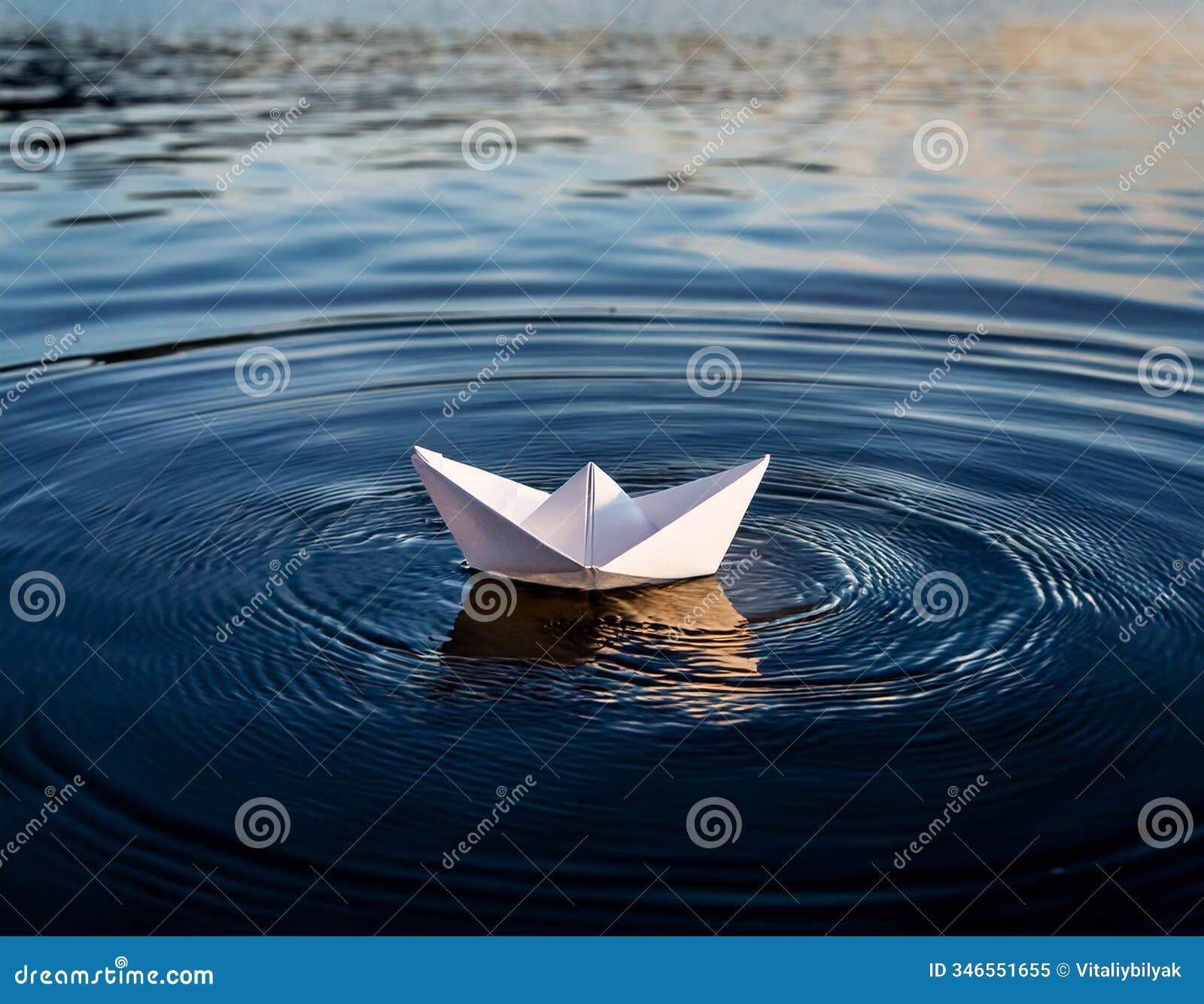 Paper Boat on a Changing Water Surface with Ripples Shifting Direction ...