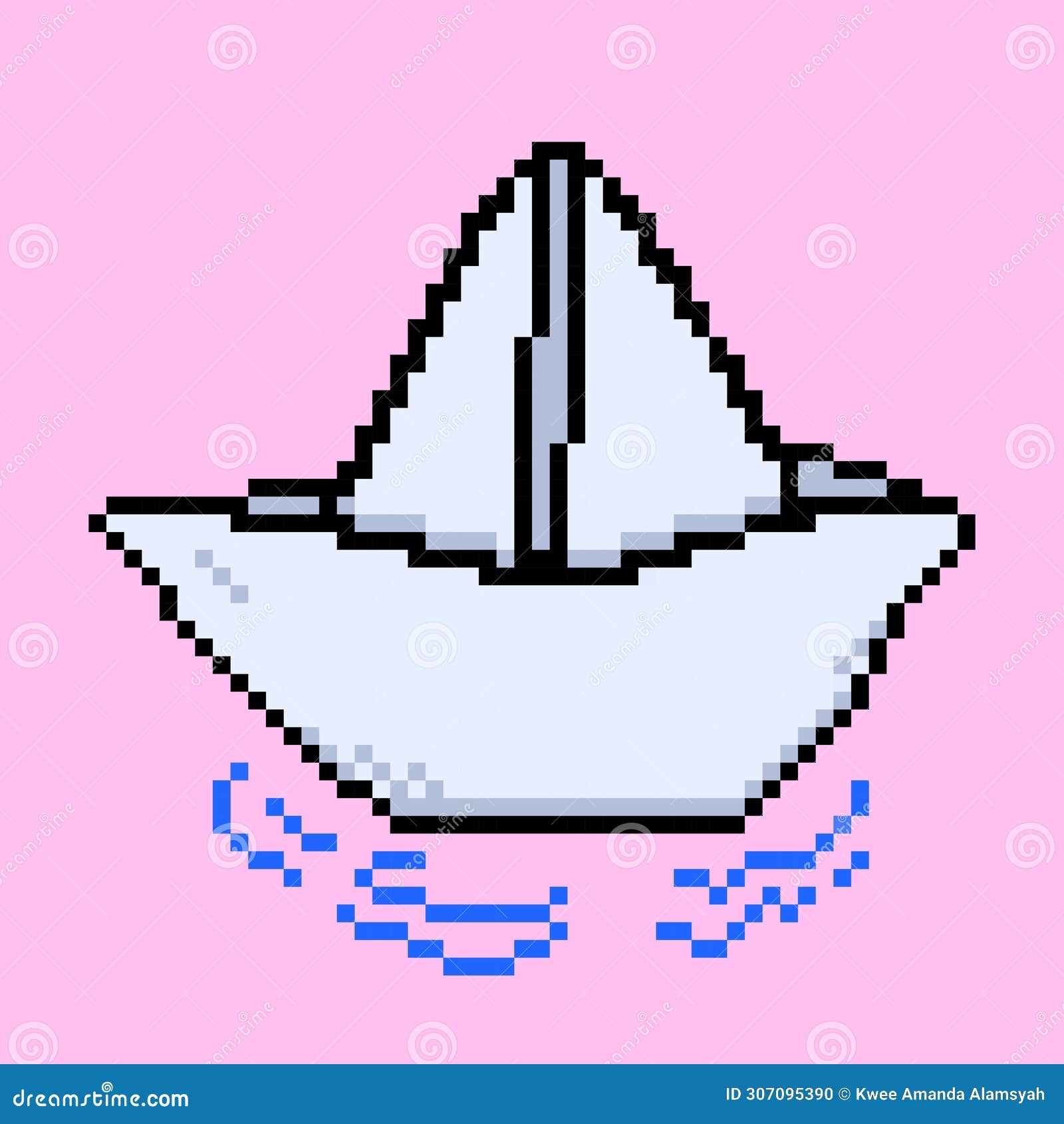 Floating Paper Boat Pixel Art Vector Illustration Stock Vector ...