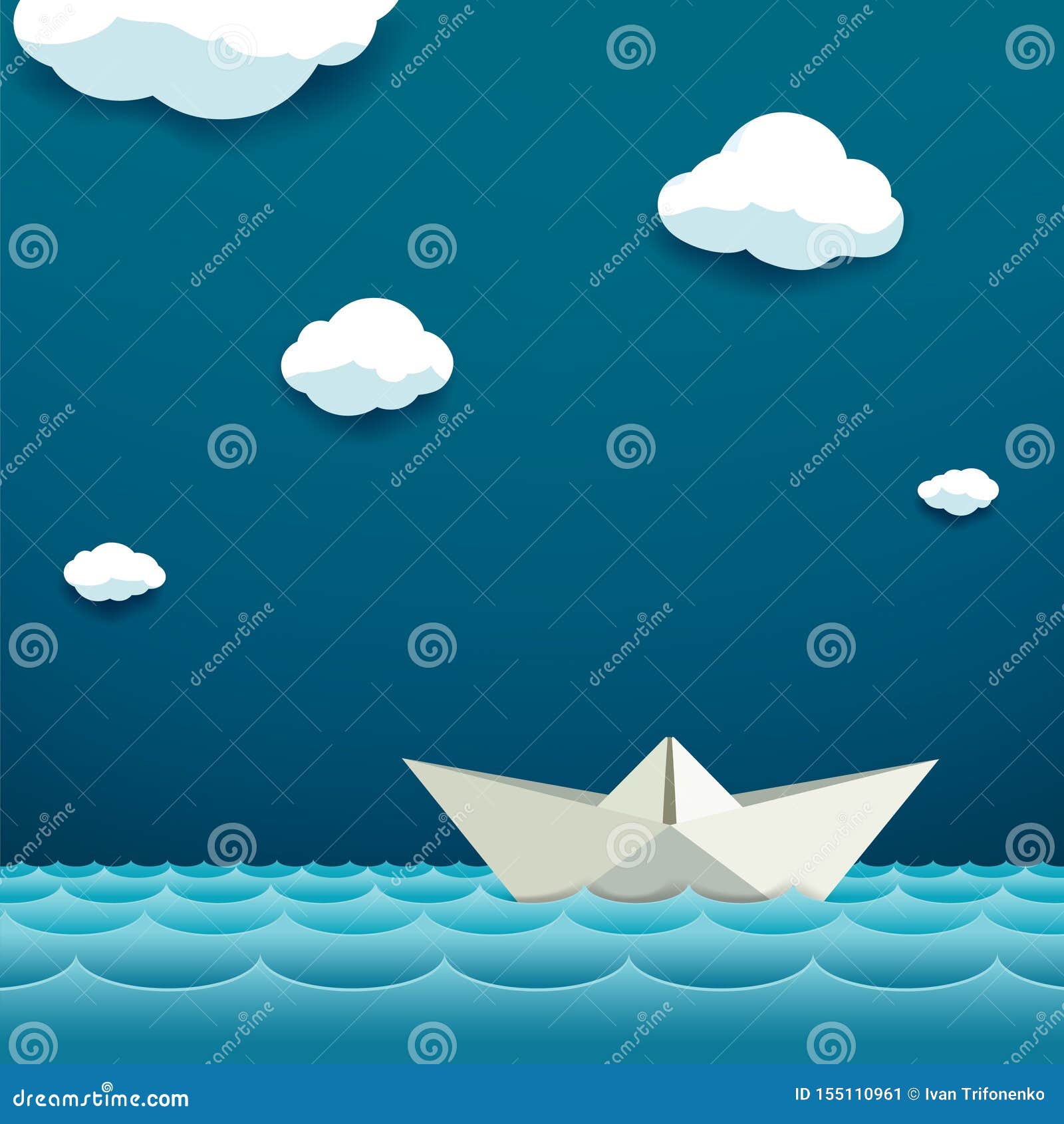 Paper Boat Floats on the Water Surface Stock Vector - Illustration of ...