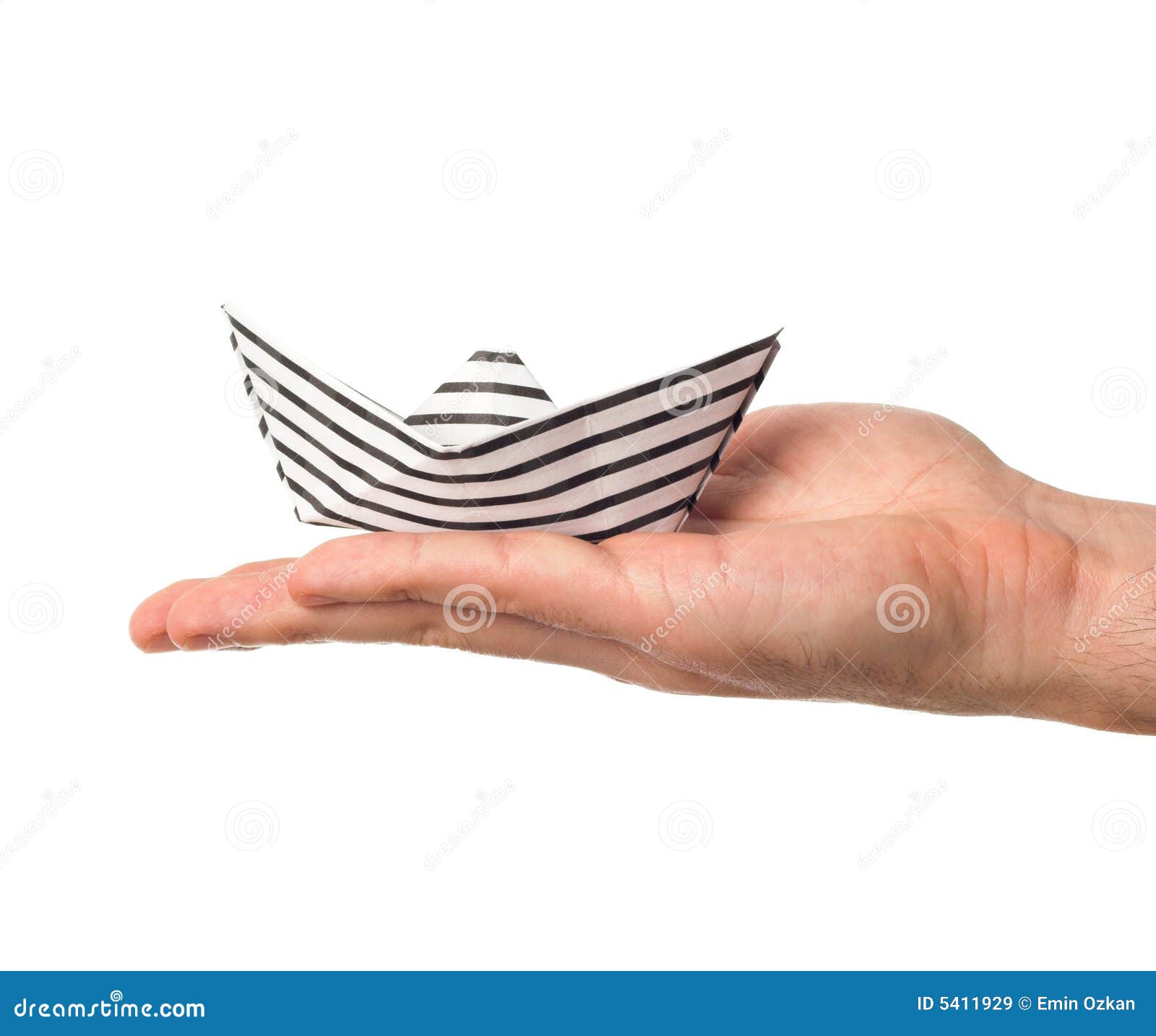 Paper boat in hand stock image. Image of paperboat, stripy - 5411929