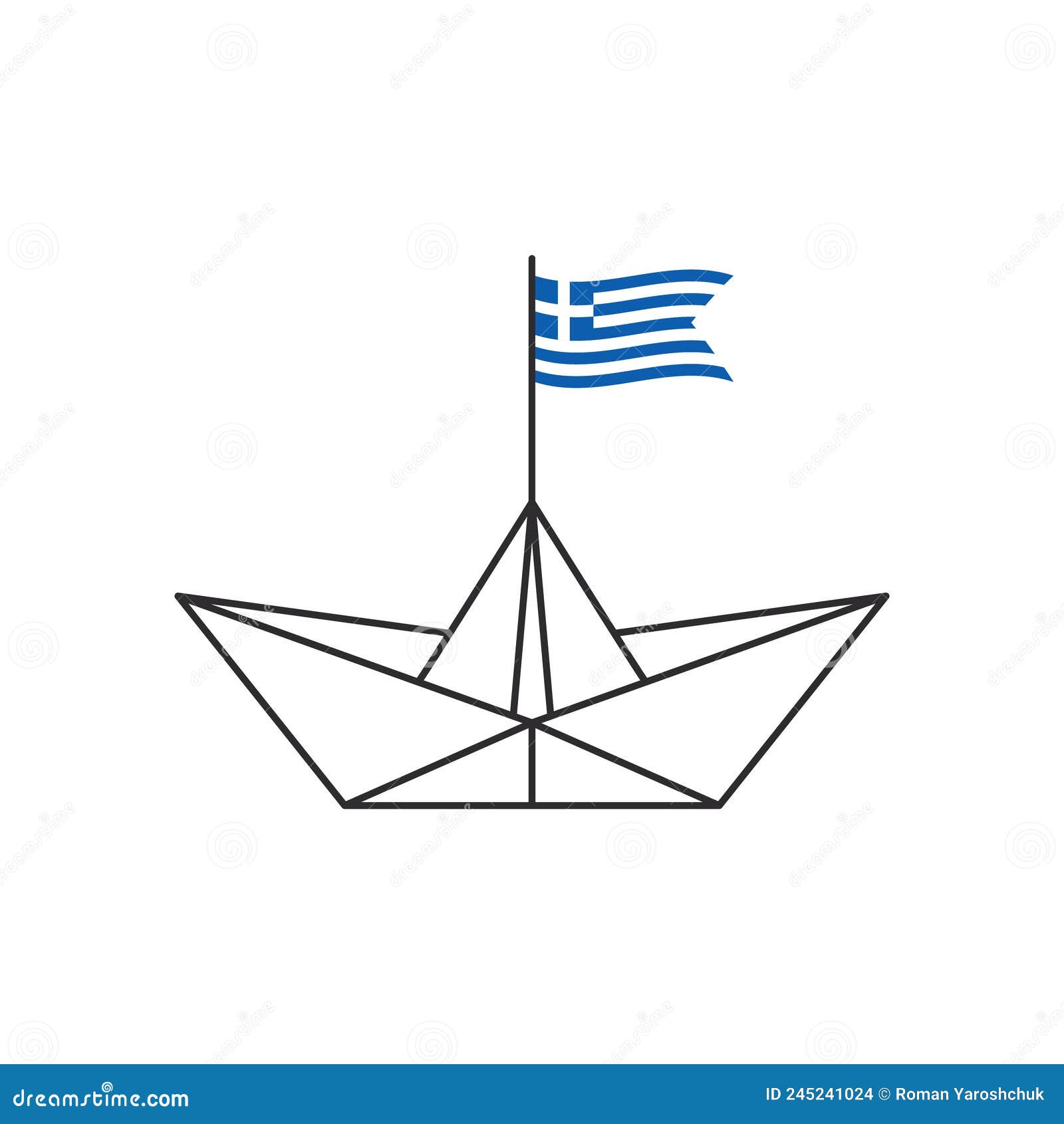 Paper Boat Icon. a Boat with the Flag of Greece Stock Vector ...