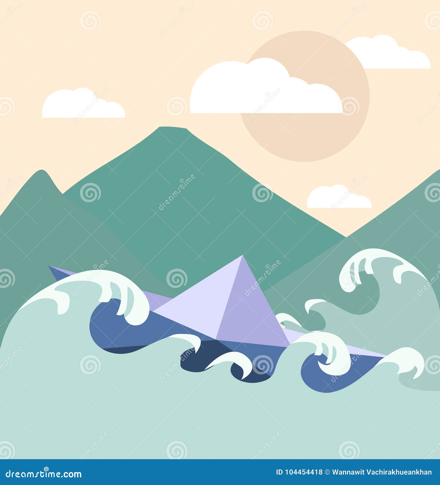 Paper boat illustration stock vector. Illustration of guide - 104454418