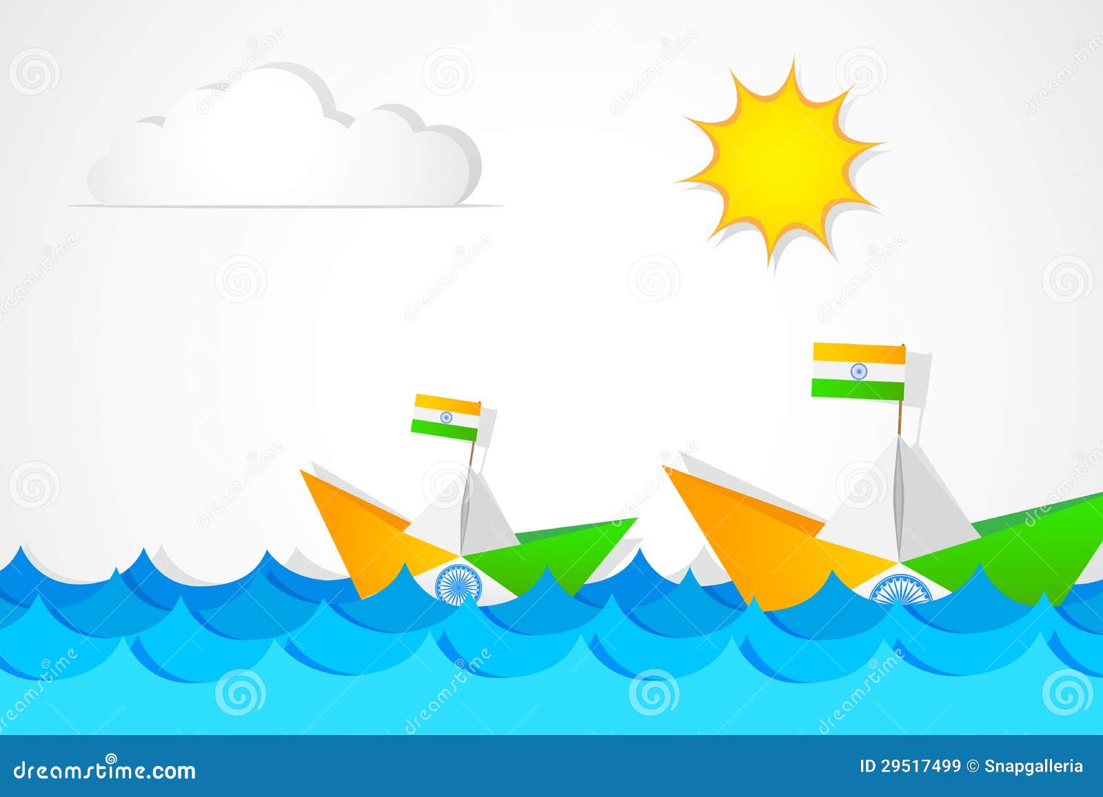 Paper Boat in Indian Flag Color Stock Vector - Illustration of green ...