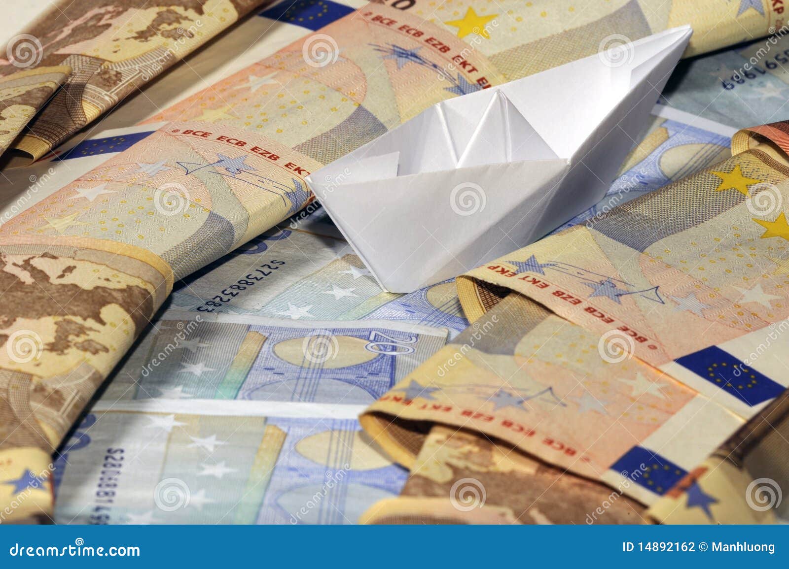 Paper Boat on money stock photo. Image of money, toys - 14892162