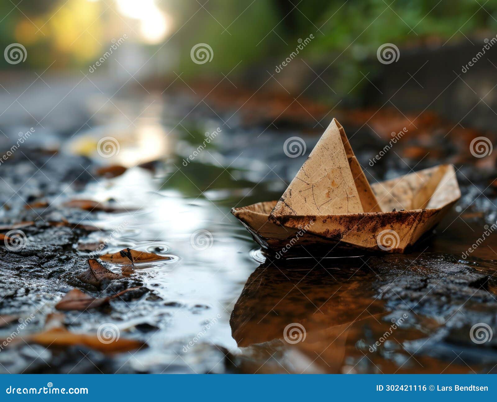 Paper Boat in a Puddle - AI Generated Stock Illustration - Illustration ...