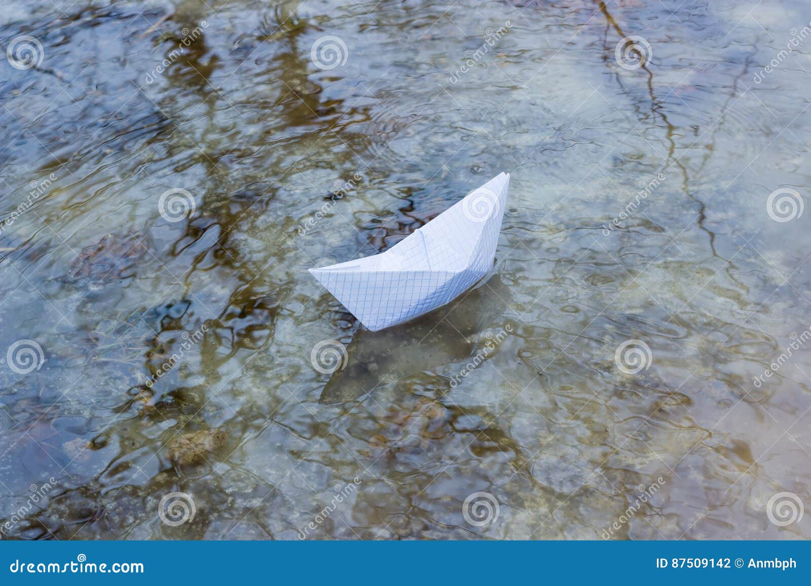 Paper Boat in a Puddle of Melt Water Stock Photo - Image of snow, water ...