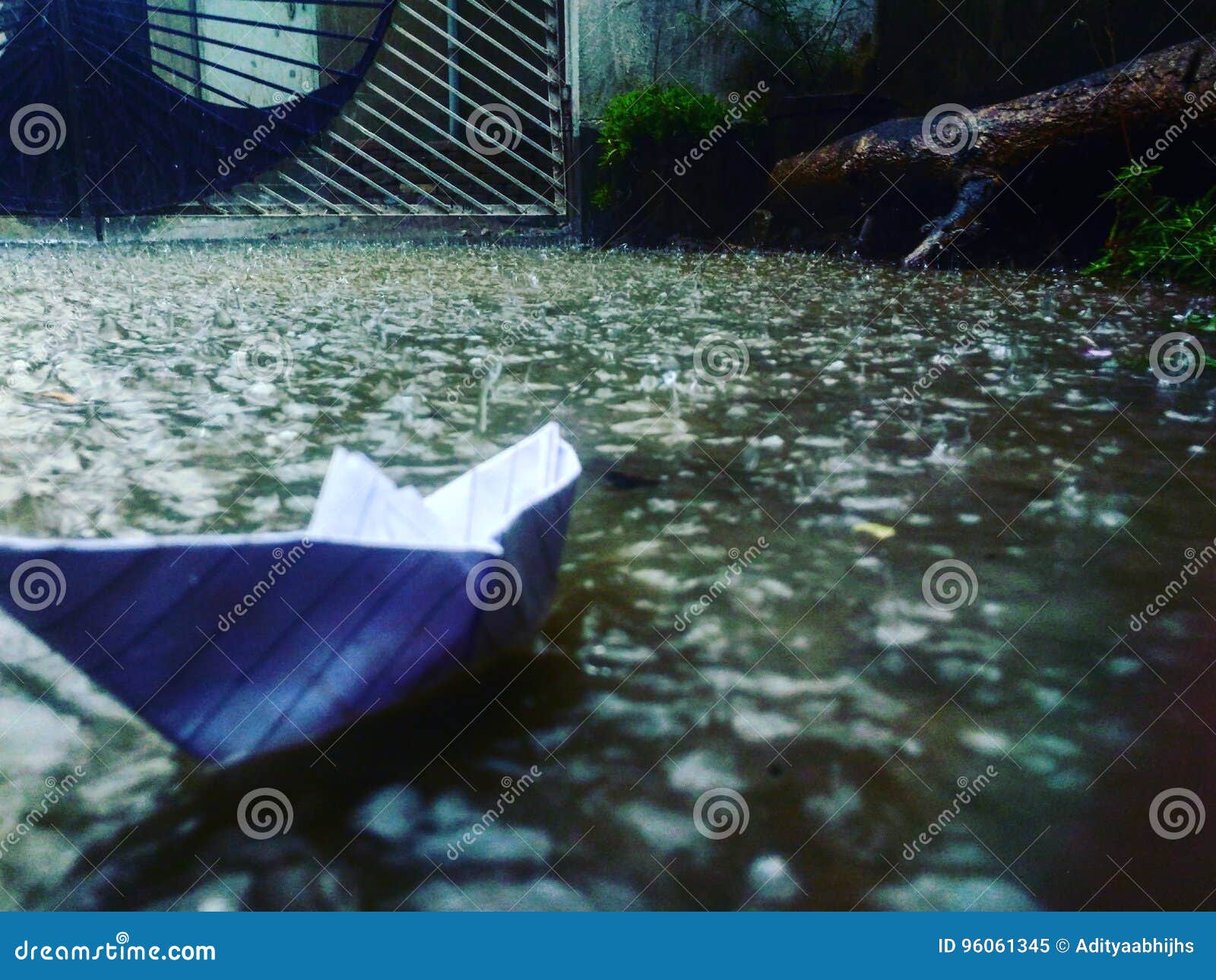 Paper boat in rain stock image. Image of sail, water - 96061345