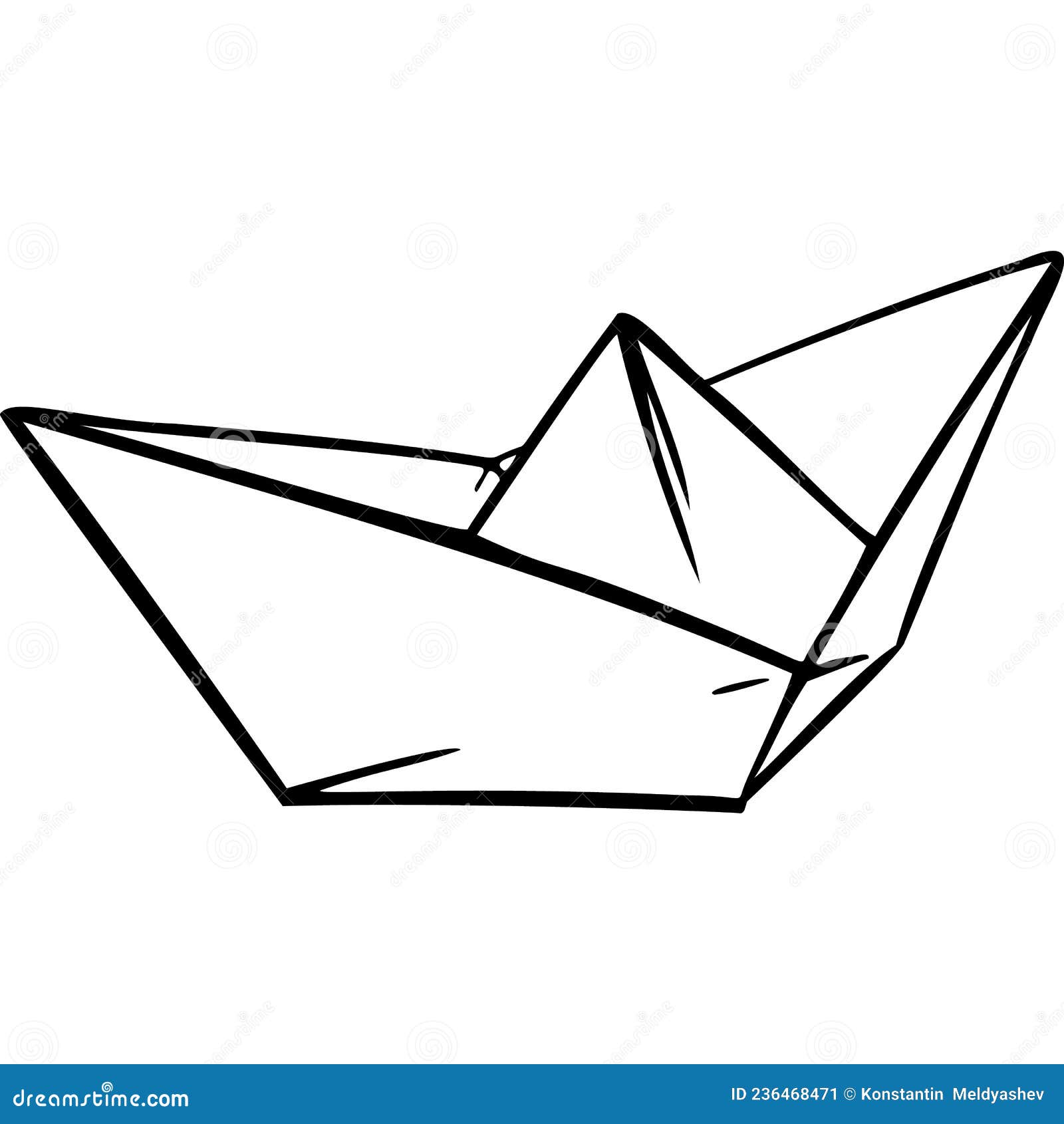 Paper Boat Sketch Vector Illustration Stock Illustration - Illustration ...