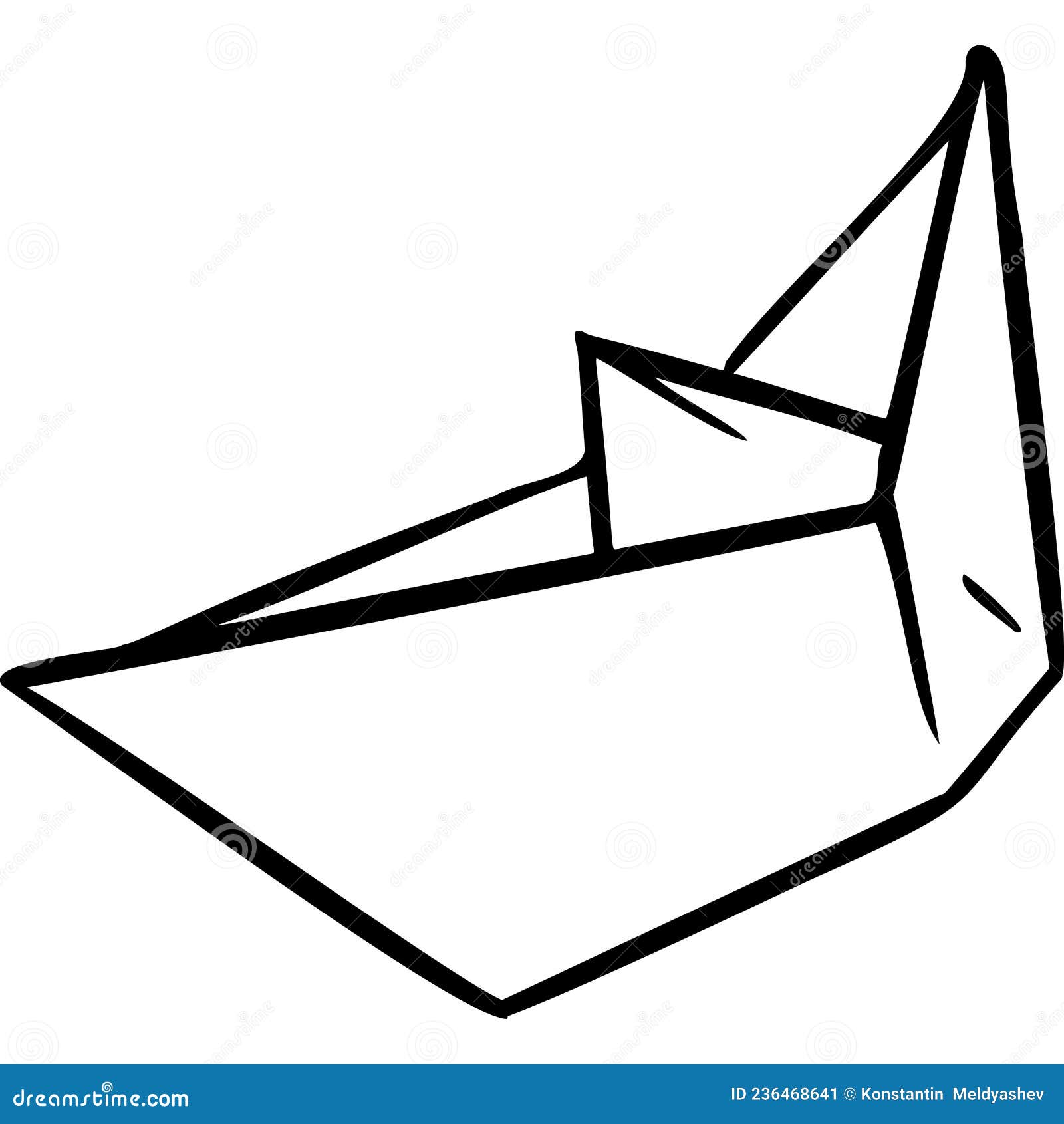 Paper Boat Sketch Vector Illustration Stock Illustration - Illustration ...