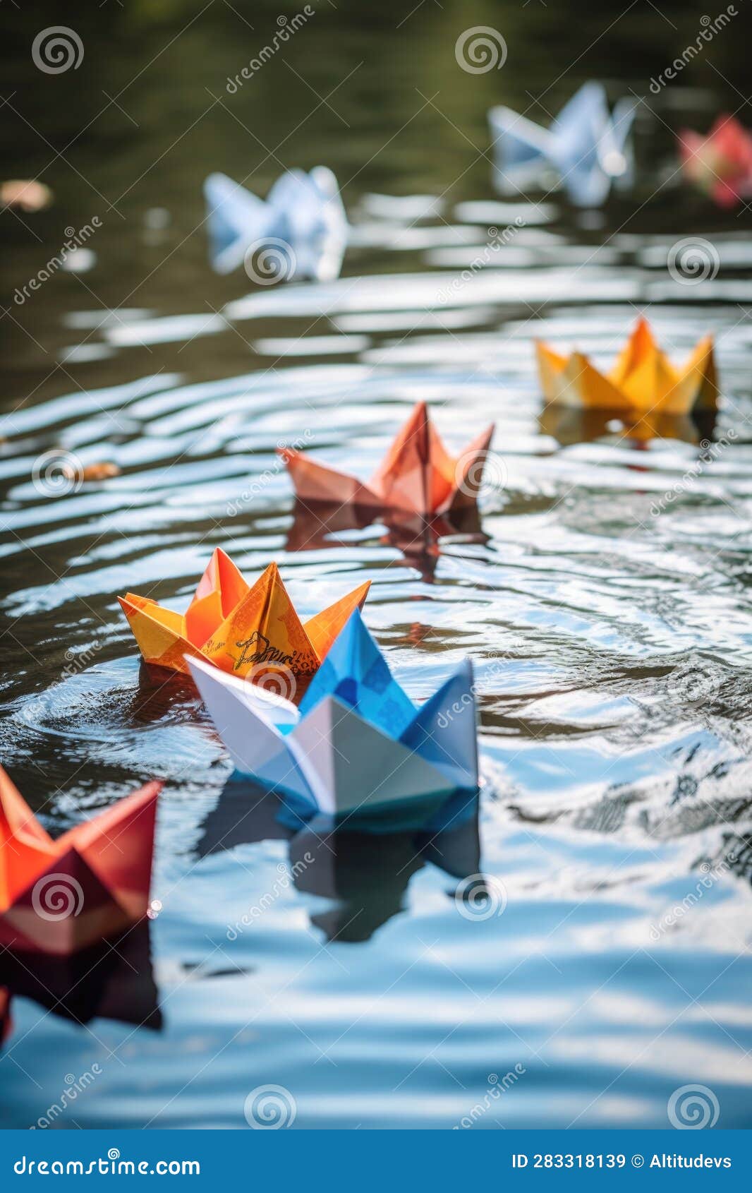 Paper Boats Floating Together, Symbolizing Unity Stock Illustration ...