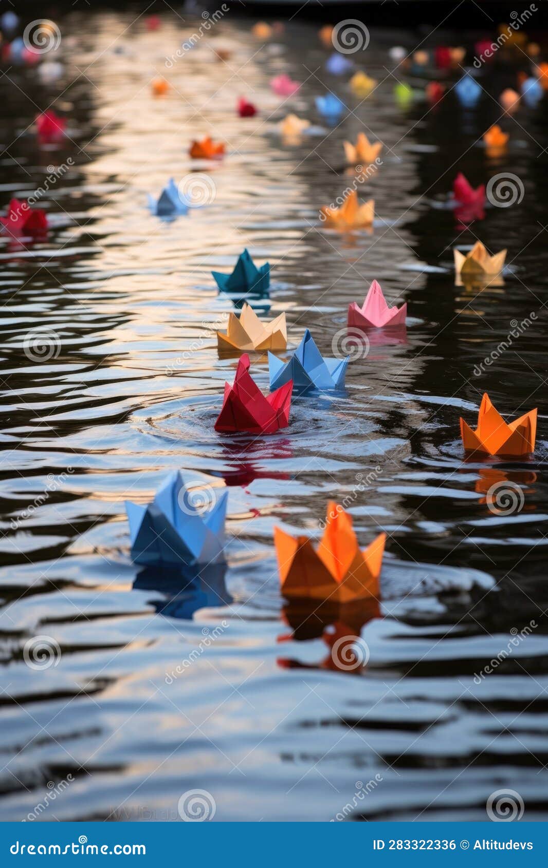 Paper Boats Floating Together, Symbolizing Unity Stock Illustration ...