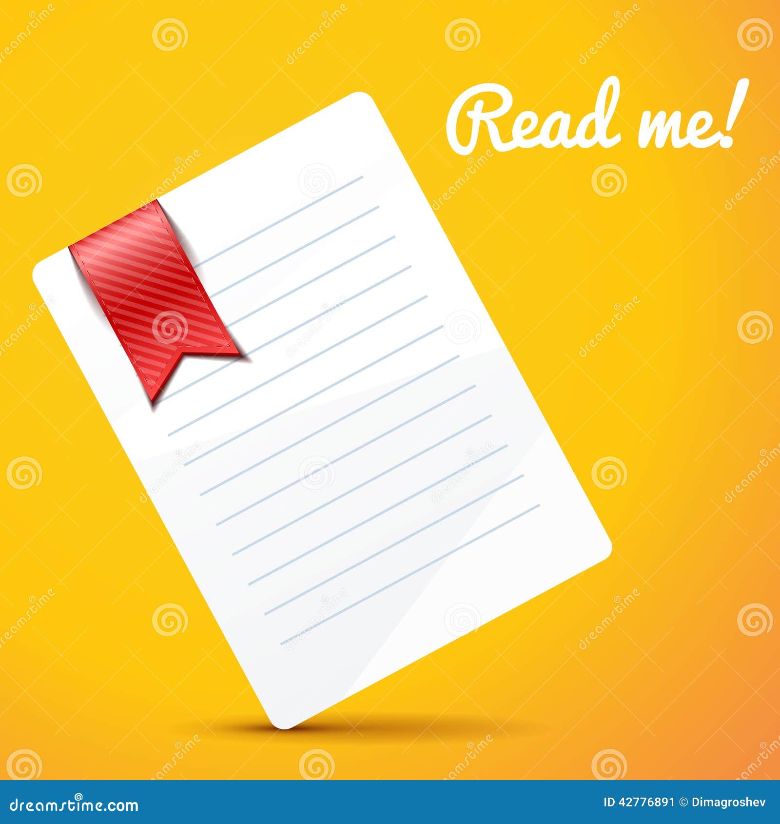 Paper with Bookmark on Orange Background Stock Illustration ...