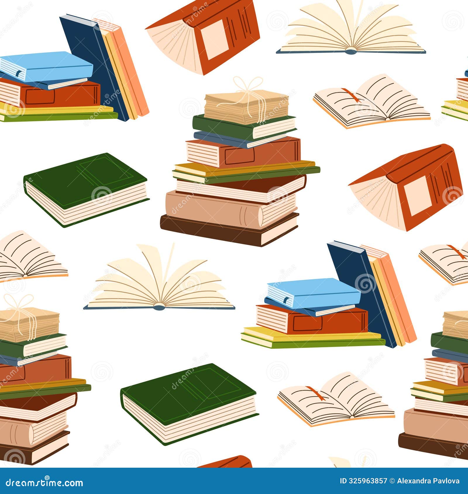 Paper Books Pattern. Seamless Background with Literature Repeating ...