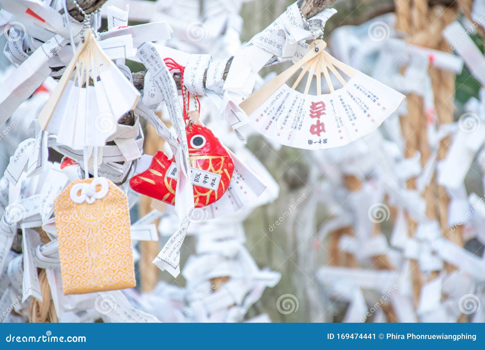 Paper is Bound at the Pillars Inside the Japanese Temple. is a Belief ...