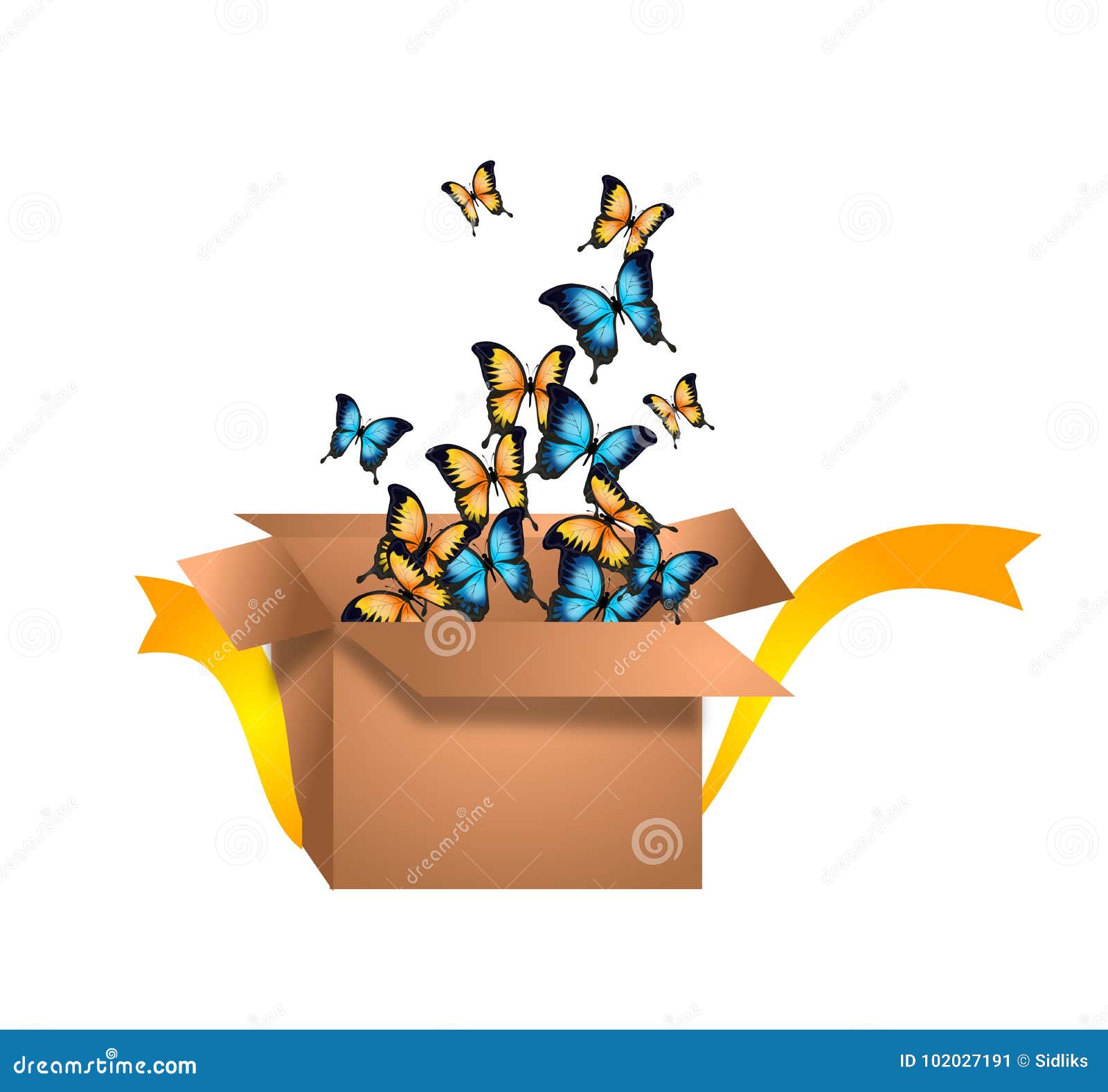 Paper box with butterflies stock illustration. Illustration of ...