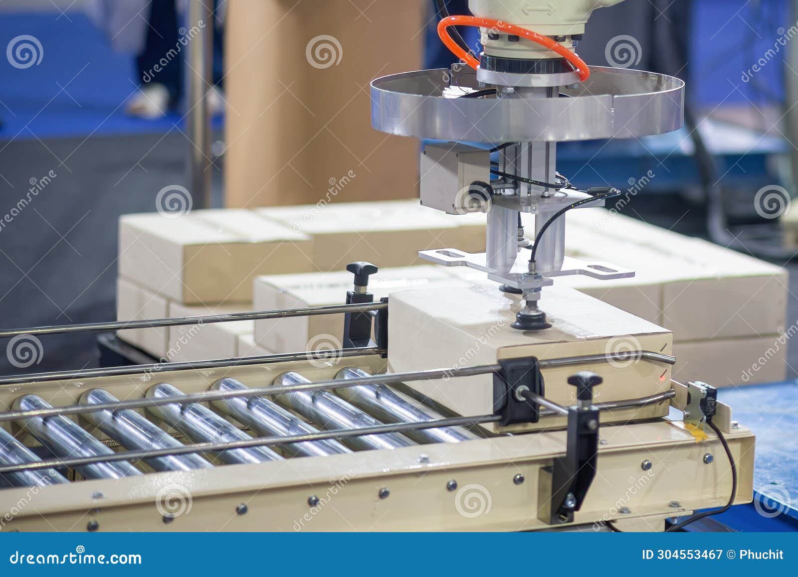 The Paper Box Container Handling Process by Robotic System Stock Image ...