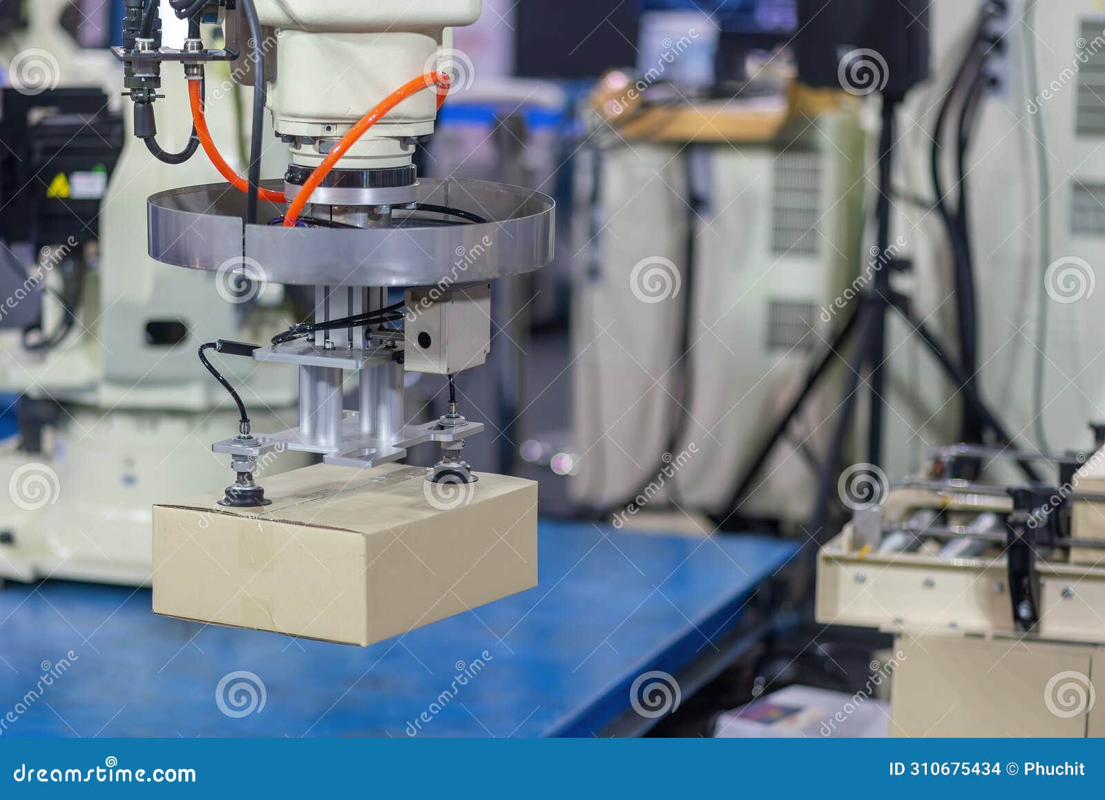 The Paper Box Container Handling Process by Robotic System Stock Photo ...