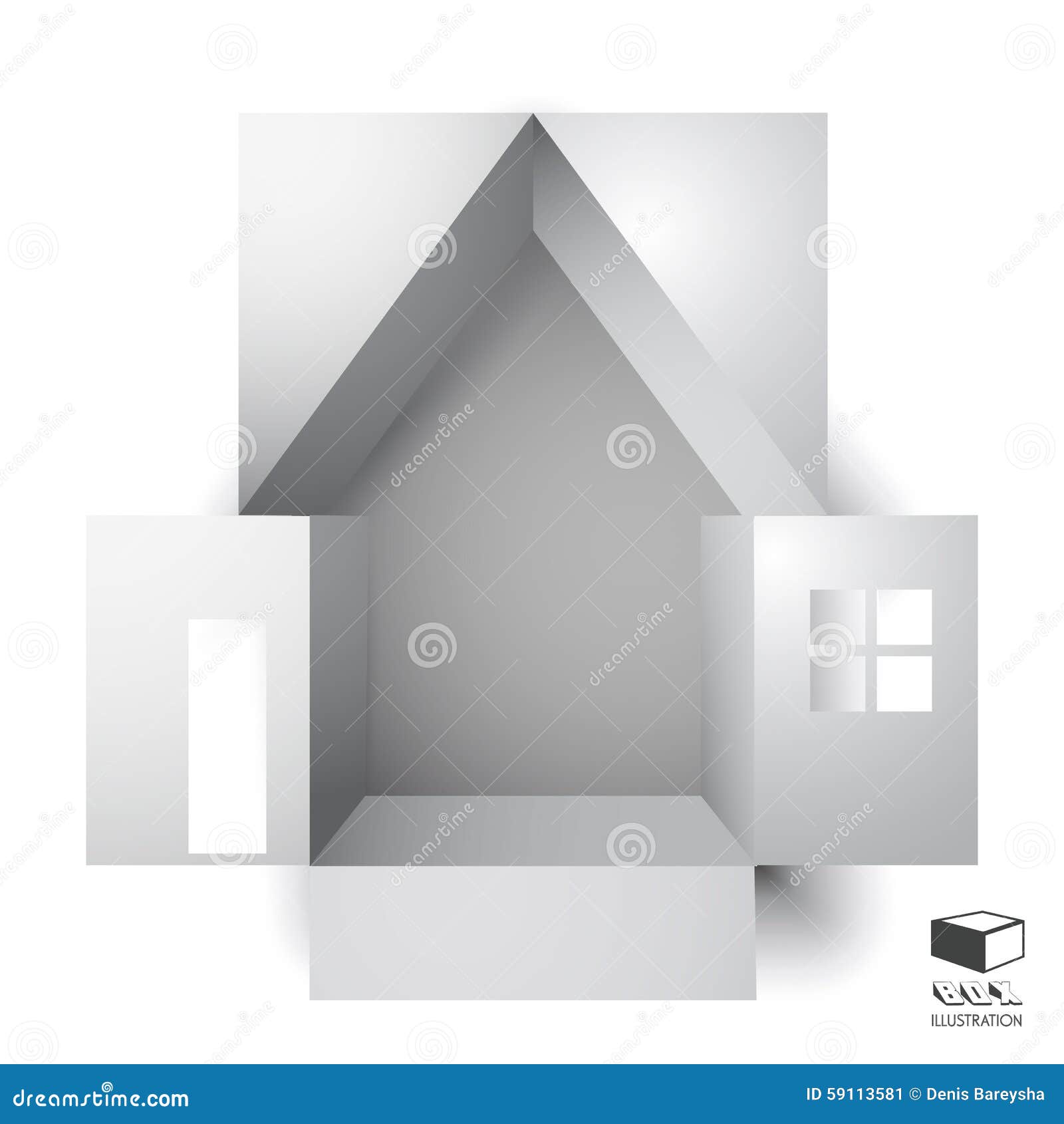 Paper box house stock vector. Illustration of cube, empty - 59113581