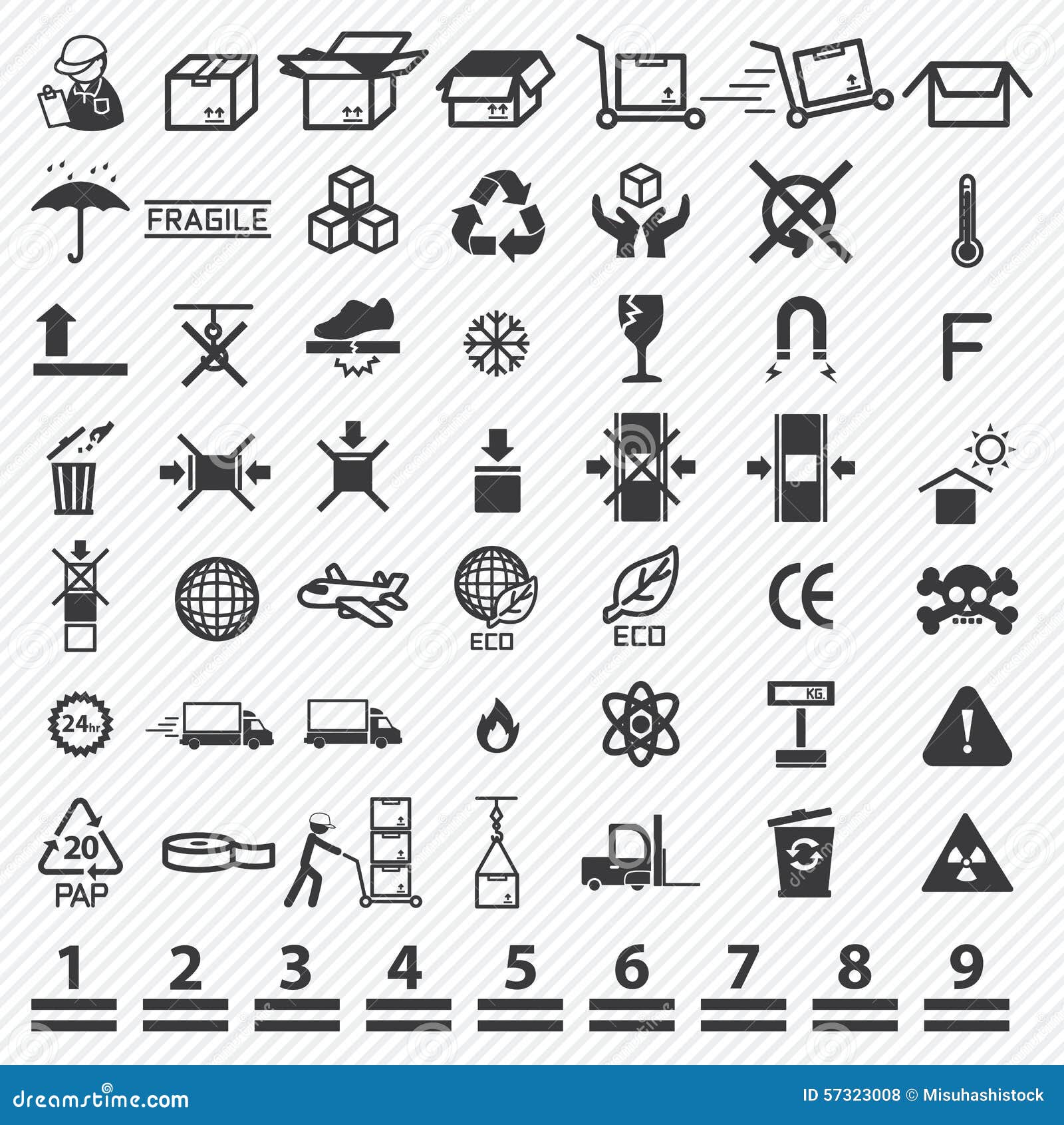 Paper box icons set stock vector. Illustration of pack - 57323008